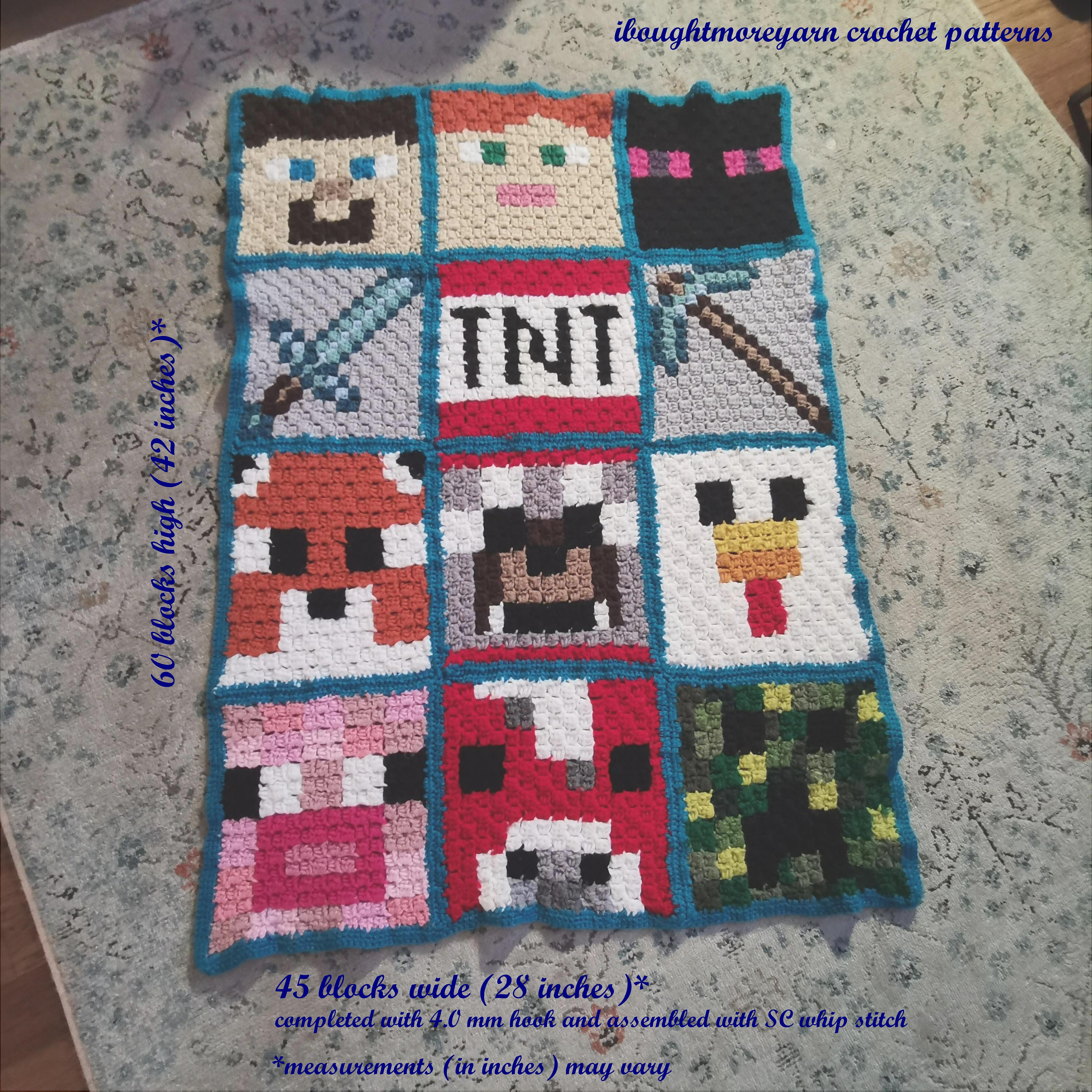 Minecraft Graph for Crochet Graphghans C2C or Cross Stitch - Etsy