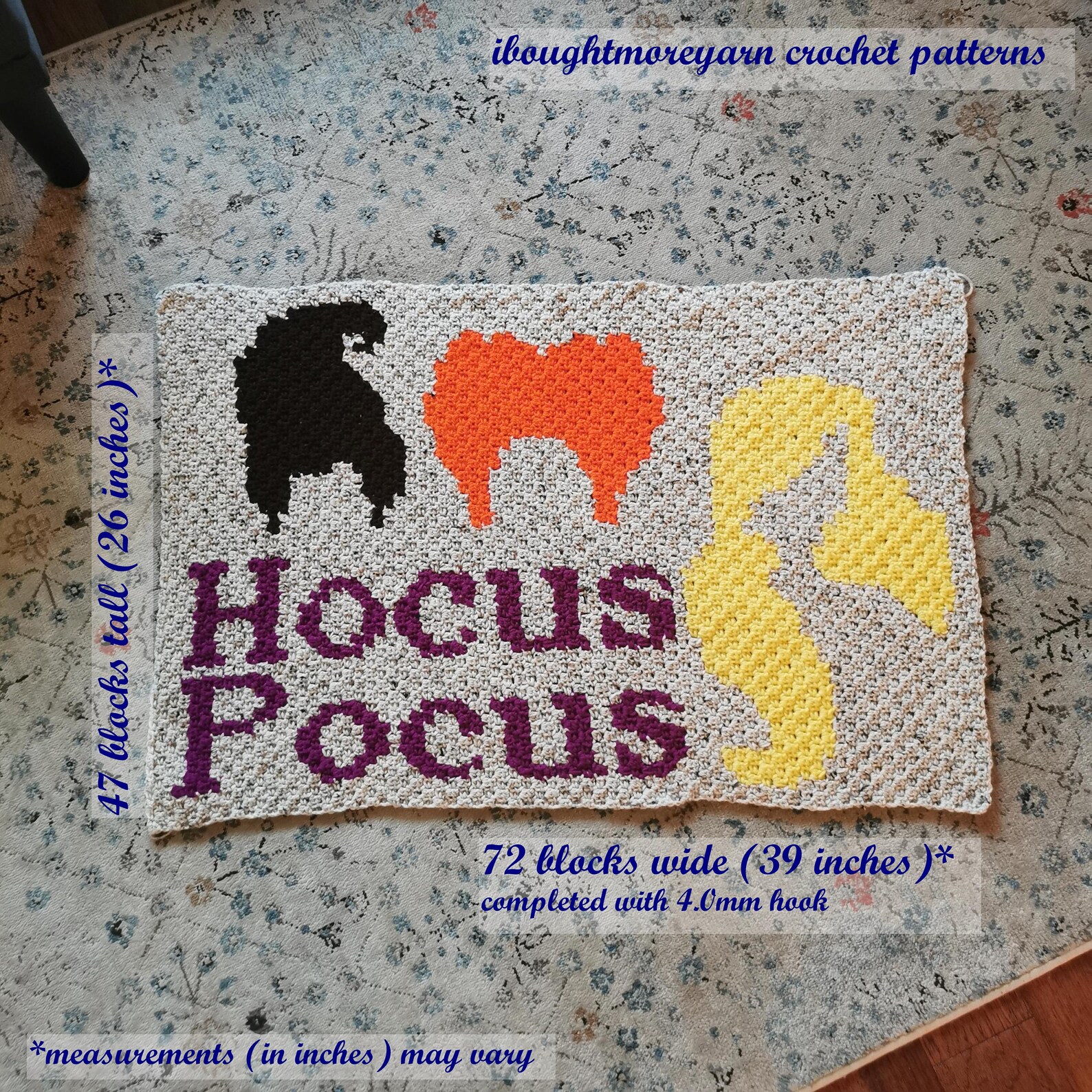 Hocus Pocus Graph (for Crochet Graphghans, C2C or Cross-stitch) - Etsy