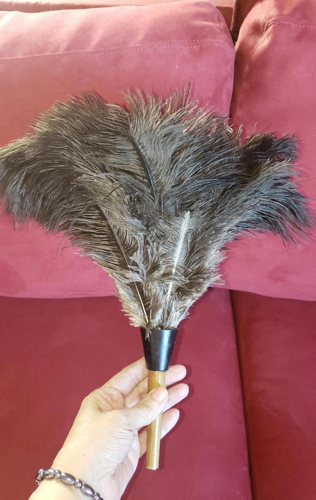 Vintage Victorian Style Ostrich Feather Duster With Wood Handle/retro ...