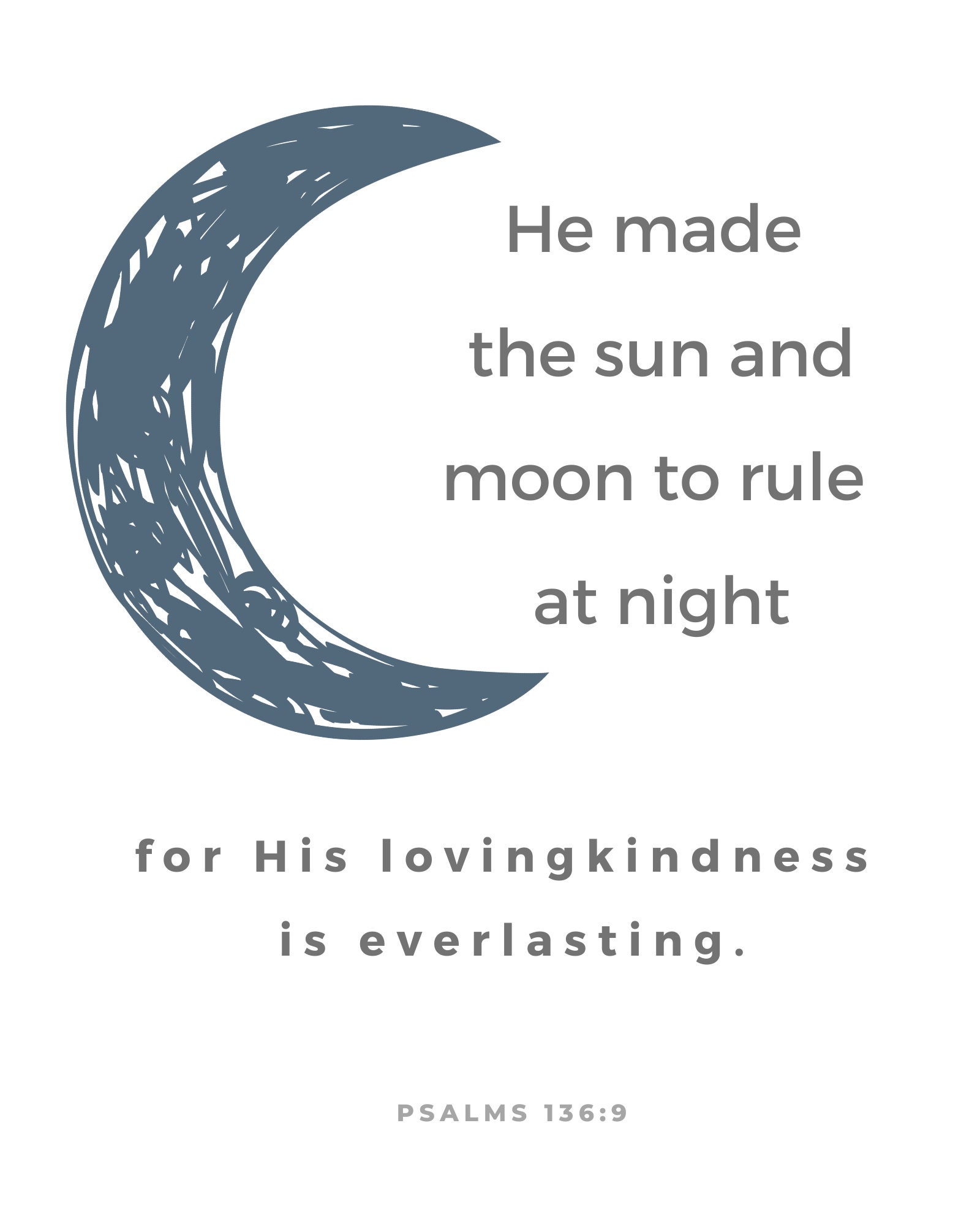He Made the Sun and Moon to Rule at Night Psalms 136:9, Moon Nursery ...