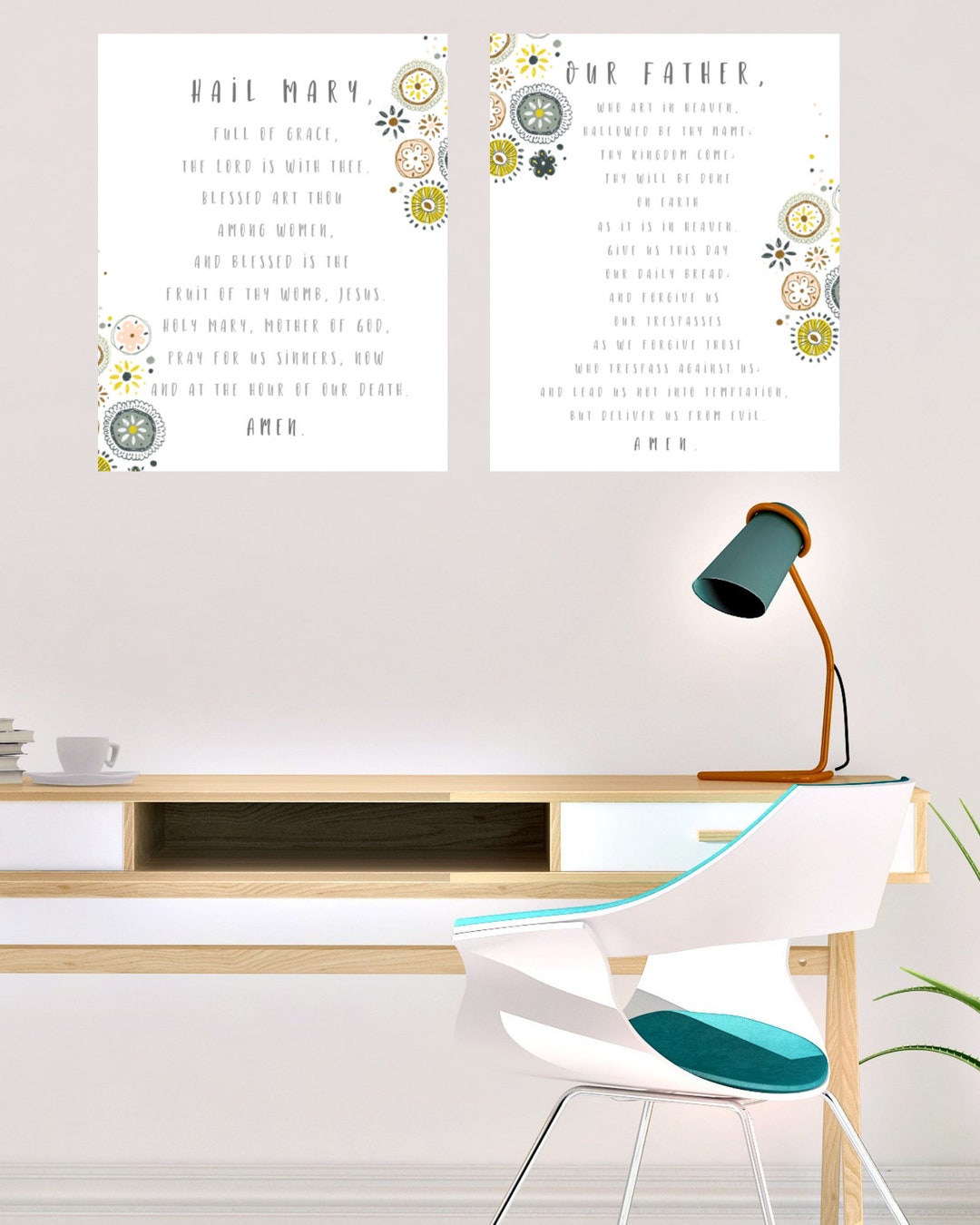 Hail Mary & Our Father Prayer Set - Girls Retro Floral Print- Kids ...