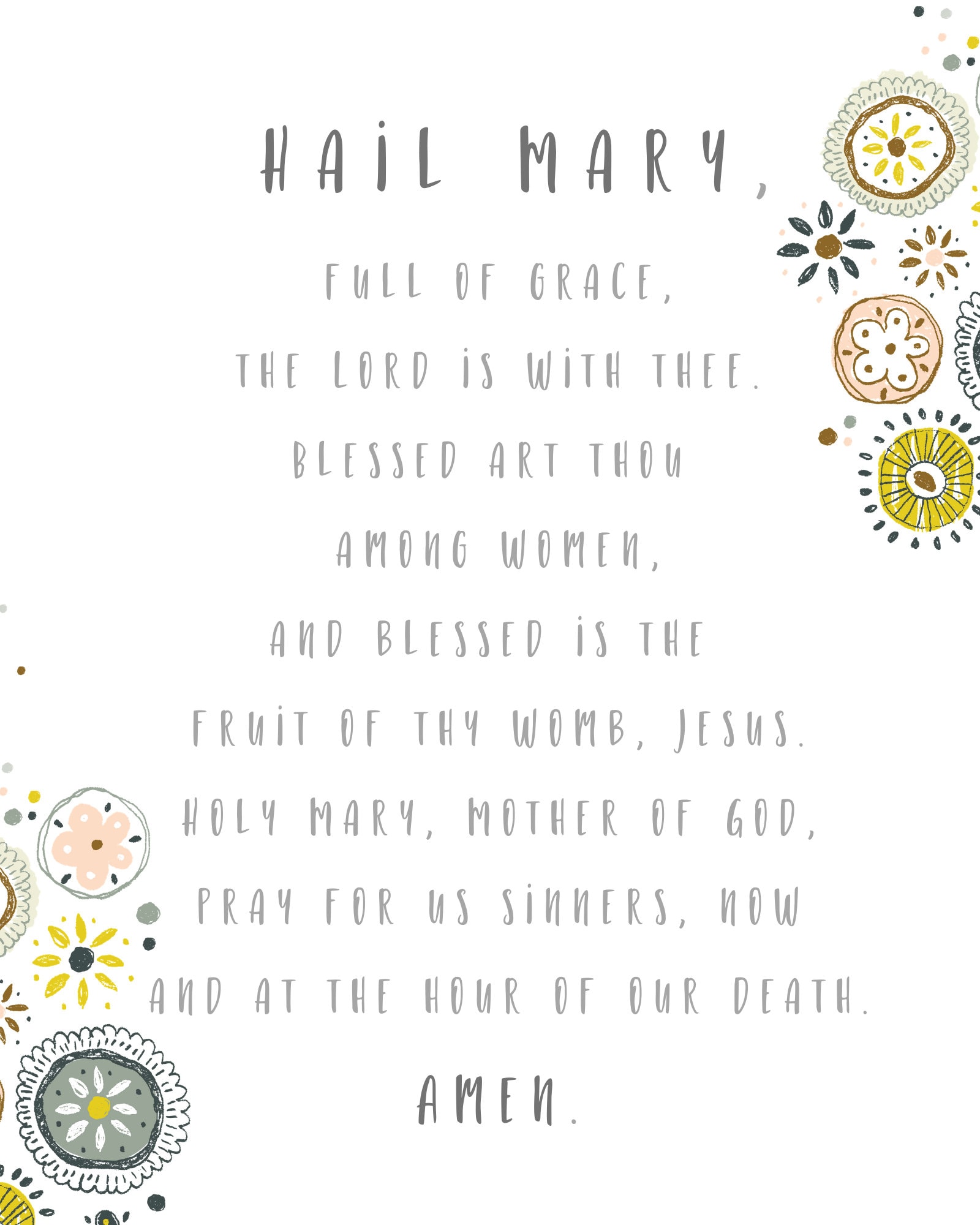 Hail Mary & Our Father Prayer Set Girls Retro Floral Print | Etsy