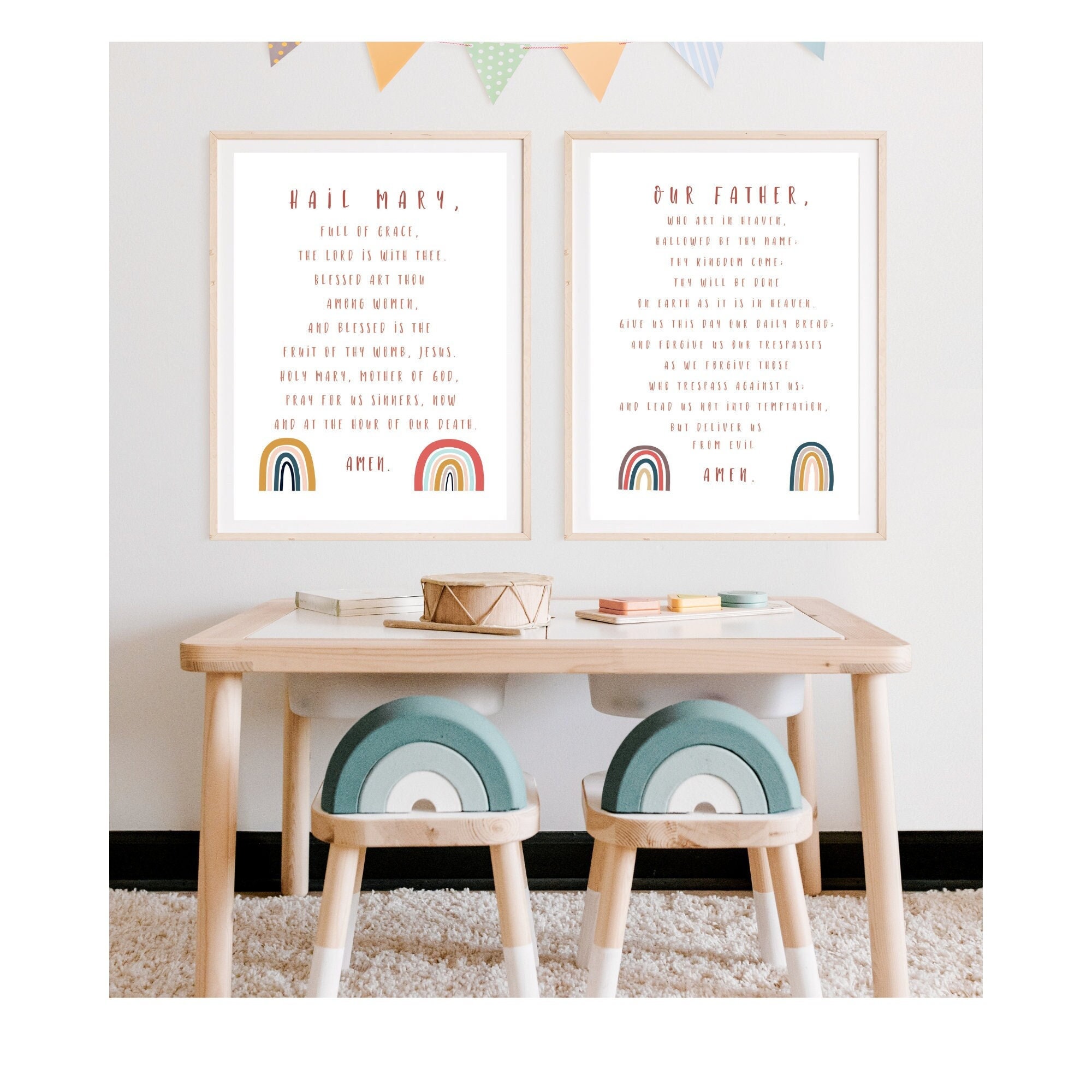 Hail Mary & Our Father Set, Catholic PRINTABLE Decor, Catholic Kid's ...