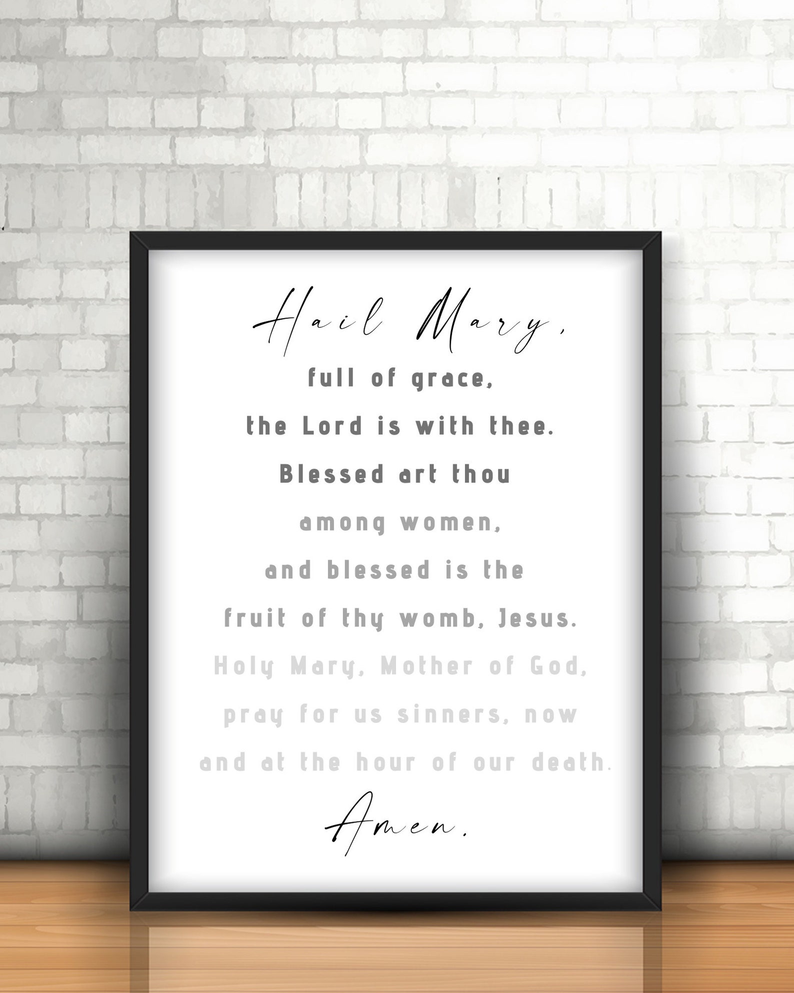 Hail Mary Print - Catholic PRINTABLE Art - Hail Mary Full of Grace - Etsy
