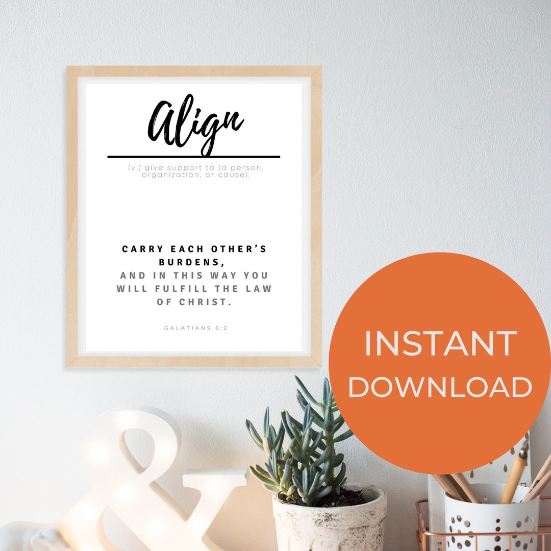 Word of the Year Wall Art - Align - Galatians 6:24 Scripture Print, Christian Entrepreneur Wall ...