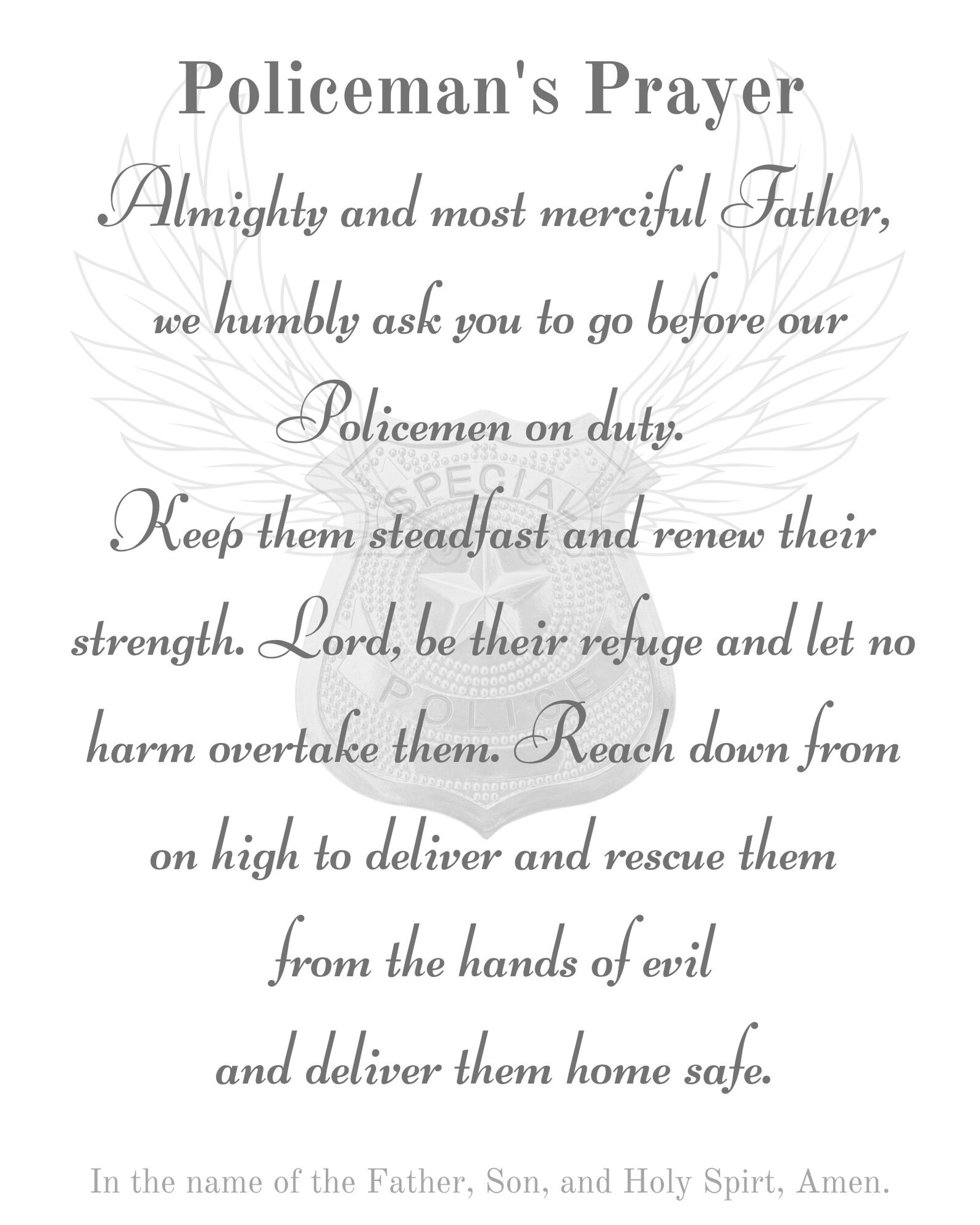Policeman's Prayer Print Policeman's Sign - Etsy