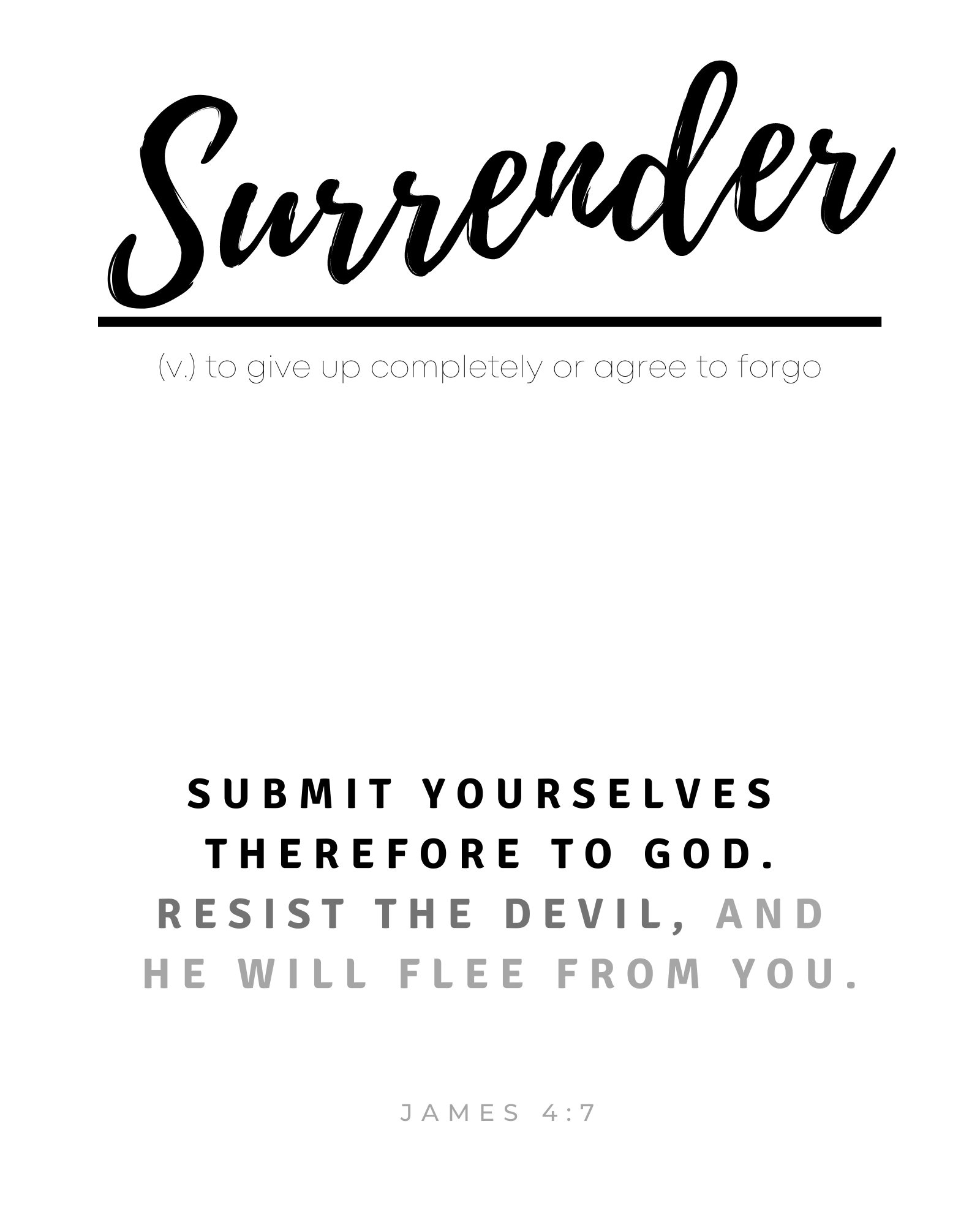 Word of the Year Printable Surrender James 4:7 Scripture Print One ...
