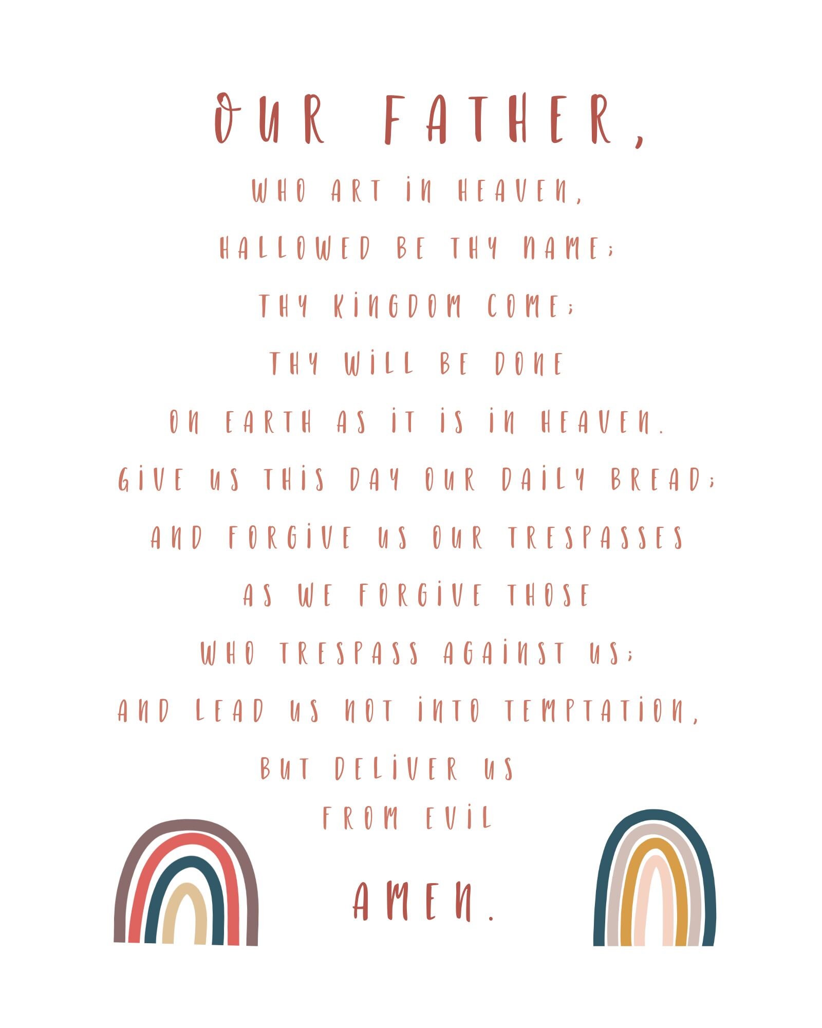 Hail Mary & Our Father Set, Catholic PRINTABLE Decor, Catholic Kid's ...