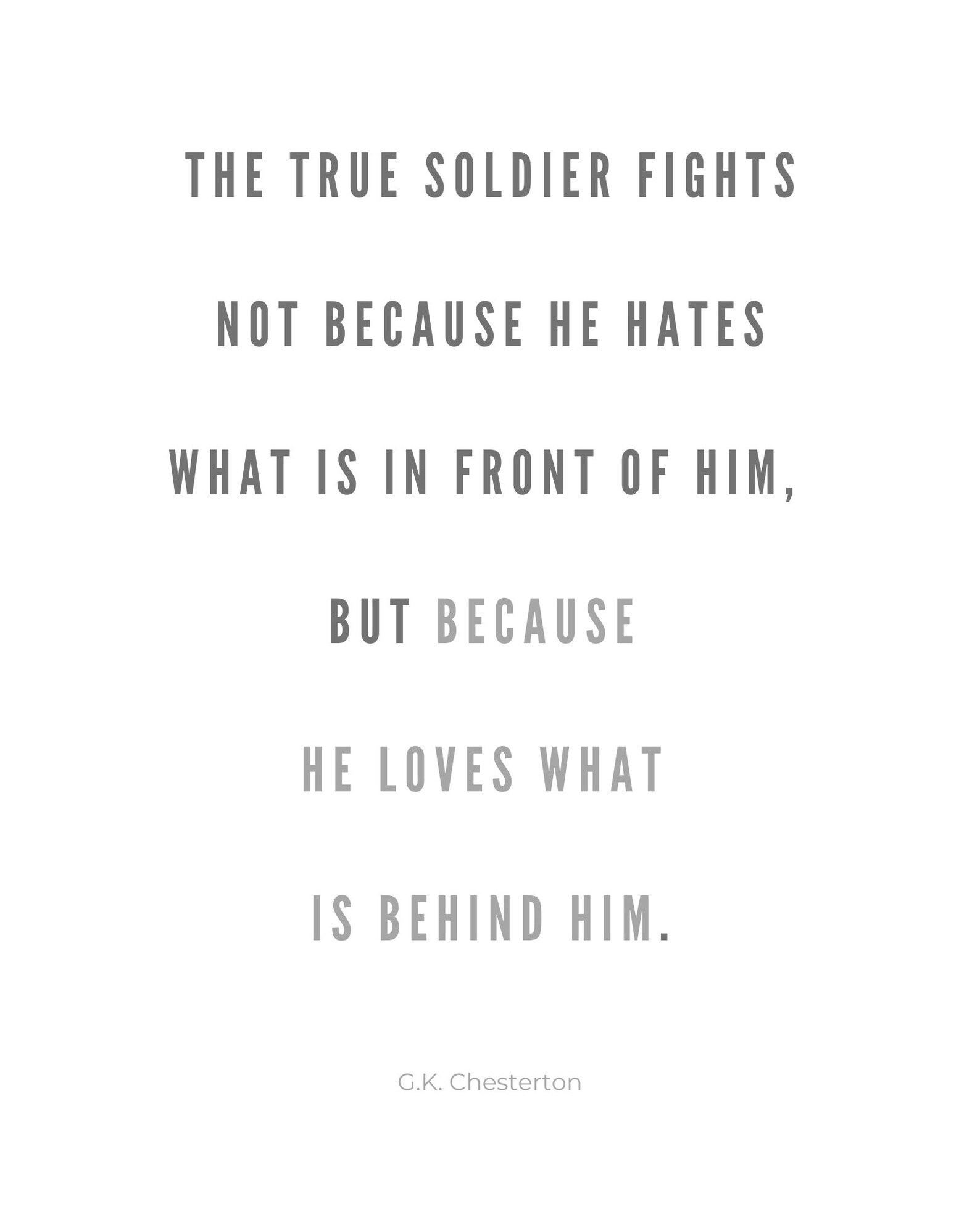 G.K. Chesterton Quote the True Soldier Fights Because He - Etsy