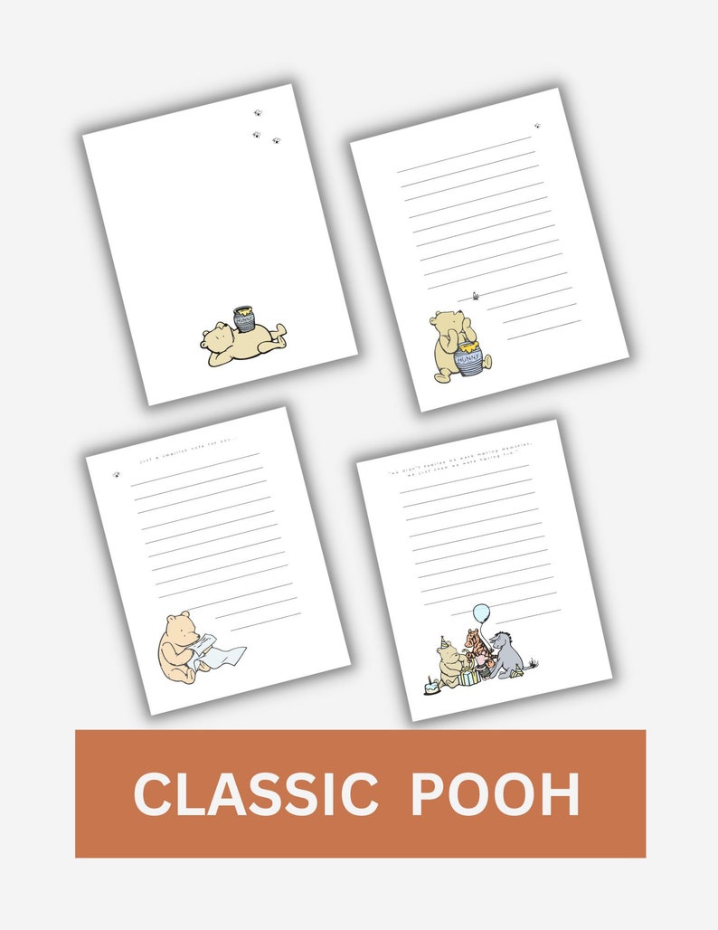 Printable Stationary With Classic Pooh 8 Designs, Kid's Printable ...