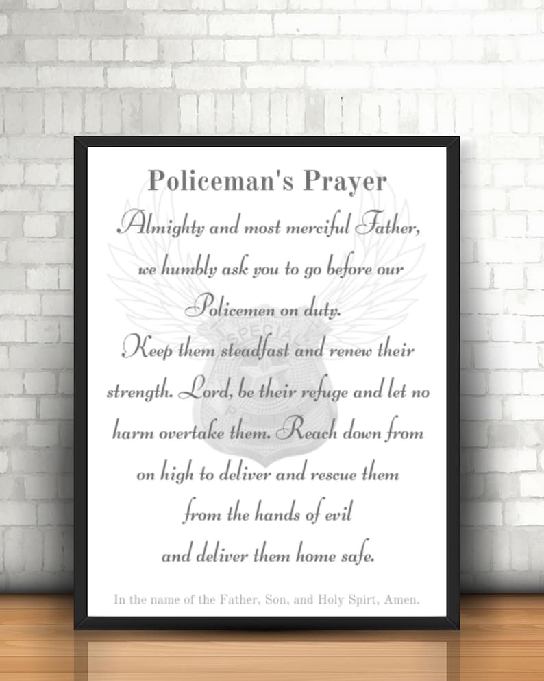 Policeman's Prayer Print, Policeman's Sign, Policeman's Poem, Policeman ...