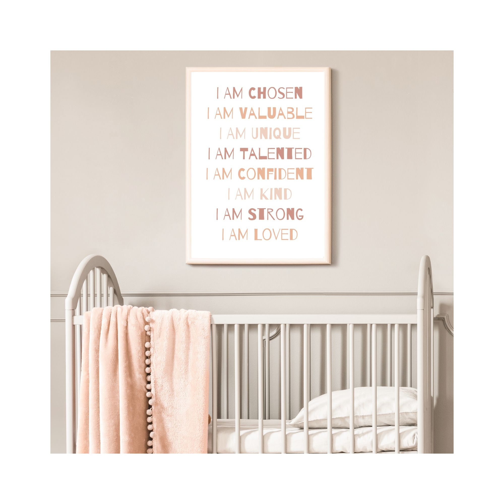 Printable Kids Daily Affirmations Wall Art Blush Boho Girls - Etsy