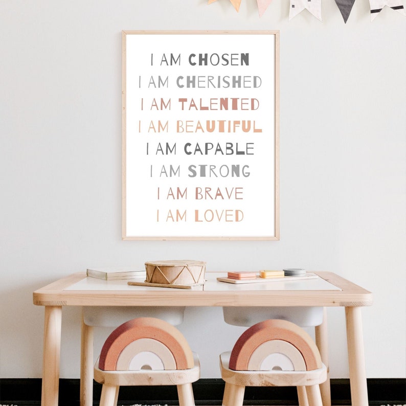 Printable Kids Affirmations Wall Art, Boho Nursery Decor, Inspirational ...