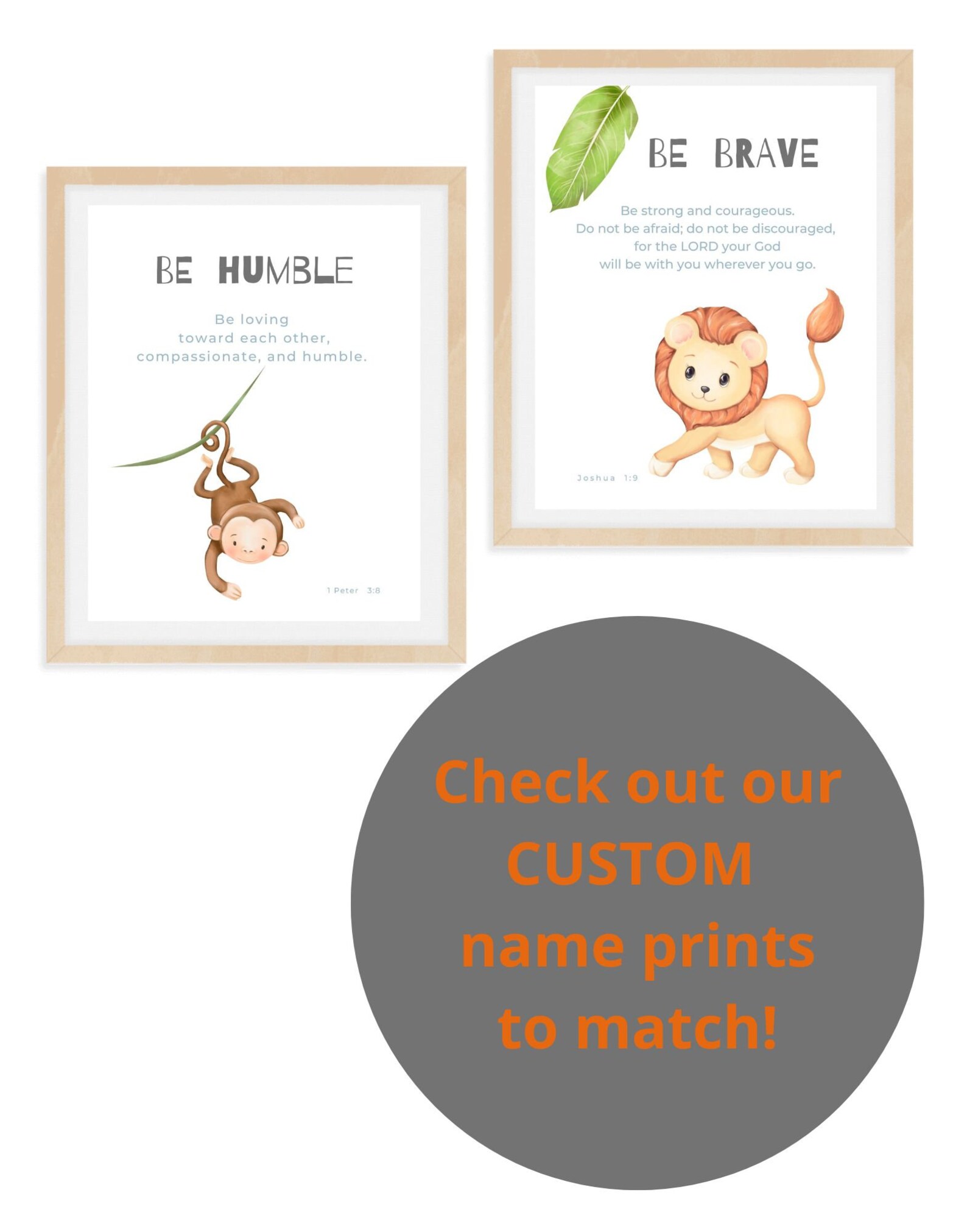 Safari Nursery Decor, Christian Nursery Wall Art, Set of 6 Jungle ...