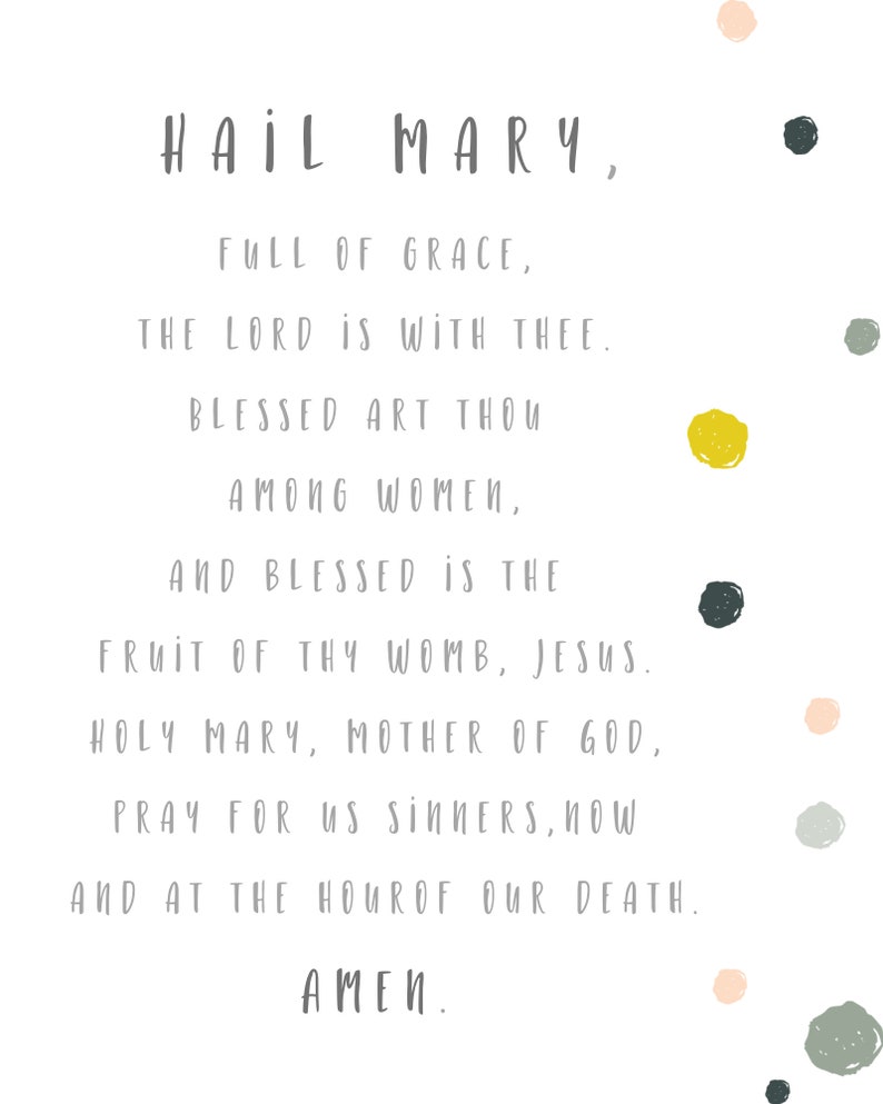 Hail Mary & Our Father - Catholic Prints - Catholic Baby Gift - Nursery ...