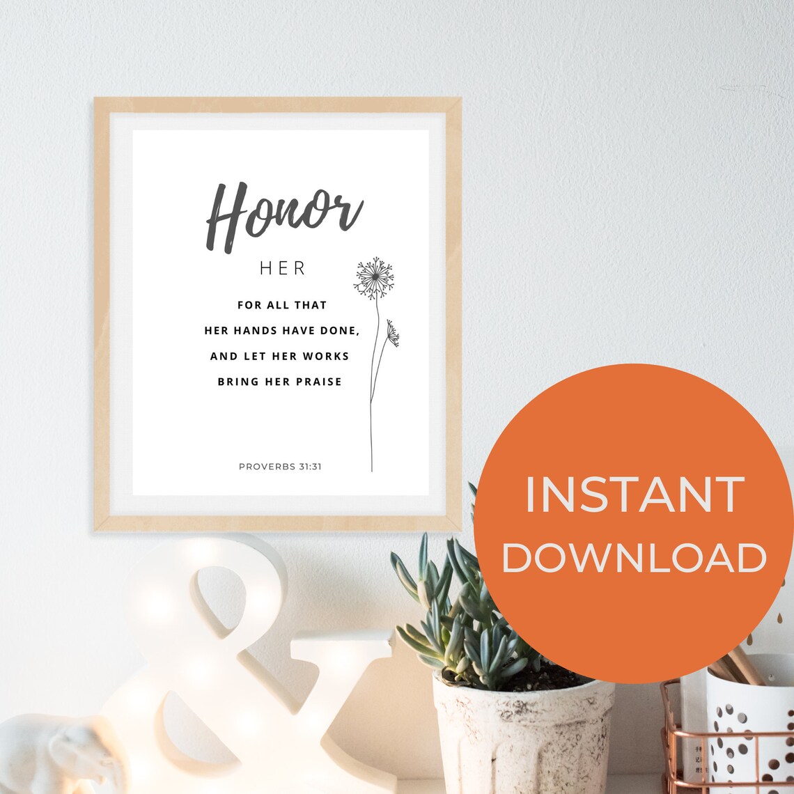 Proverbs 31:31 Botanical Scripture Print - Honor Her for All That Her ...