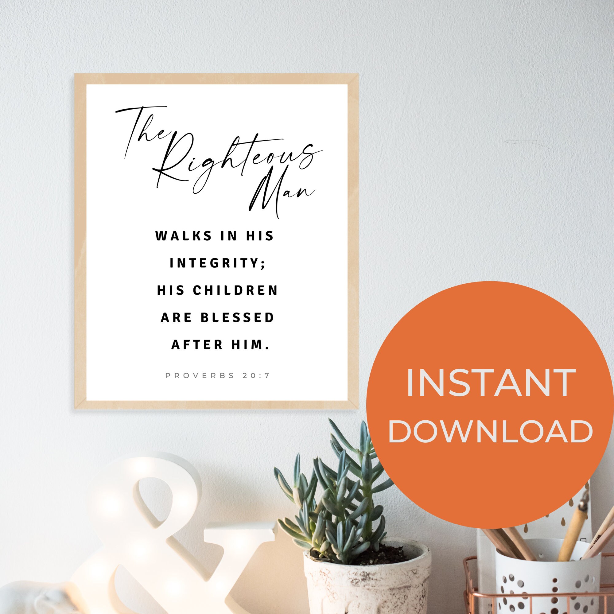 Father's Day Scripture Printable Proverbs 20:7 Bible - Etsy