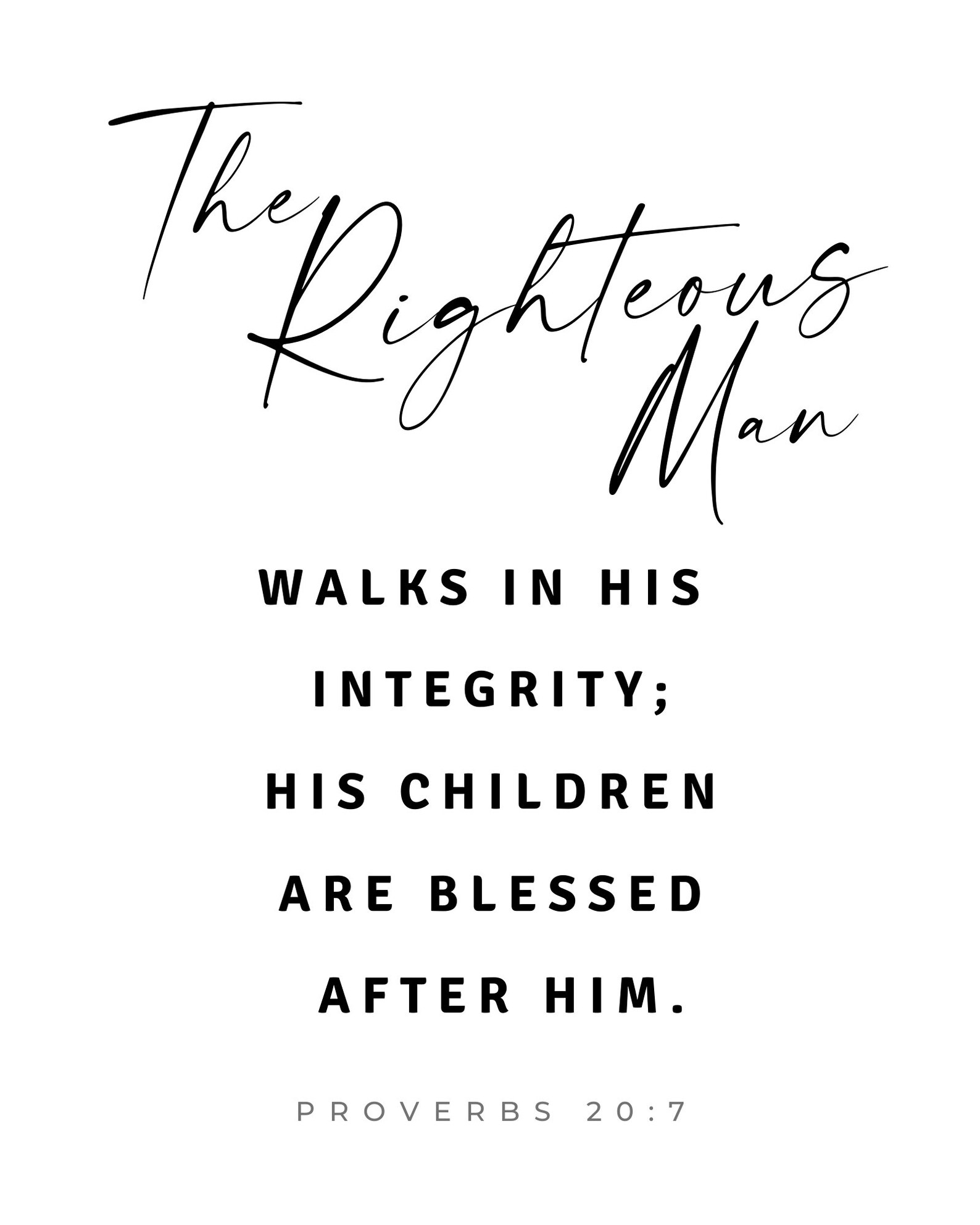 Father's Day Scripture Printable Proverbs 20:7 Bible - Etsy