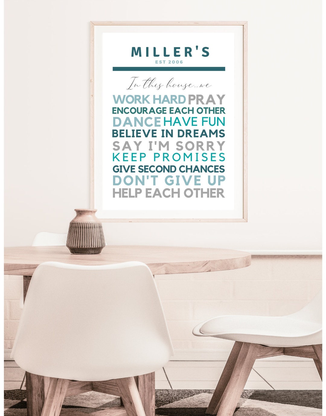 Custom Family Values Print - Personalized Family Mission Statement Sign ...