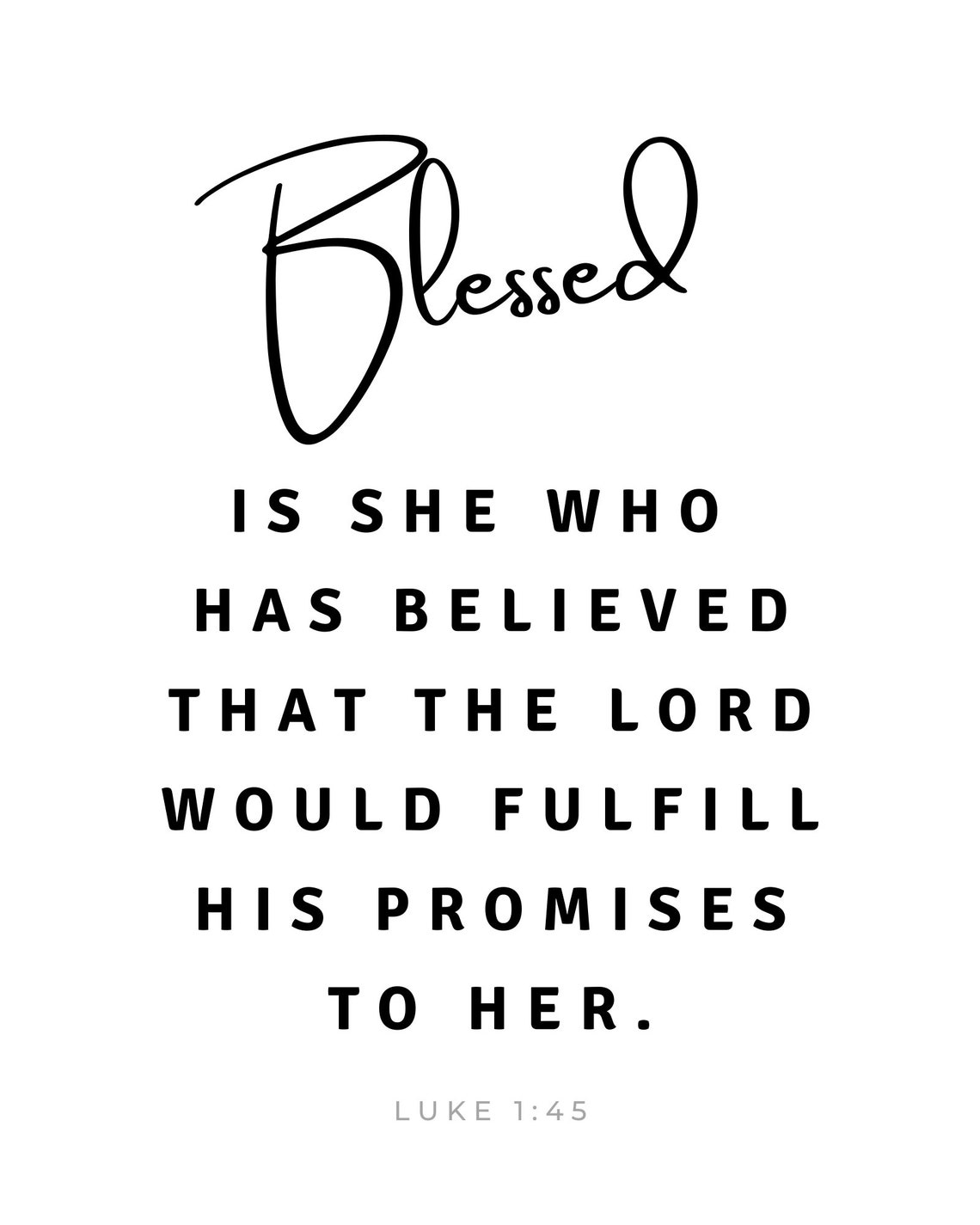 Luke 1:45 Blessed is She Who Has Believed Scripture Print - Etsy
