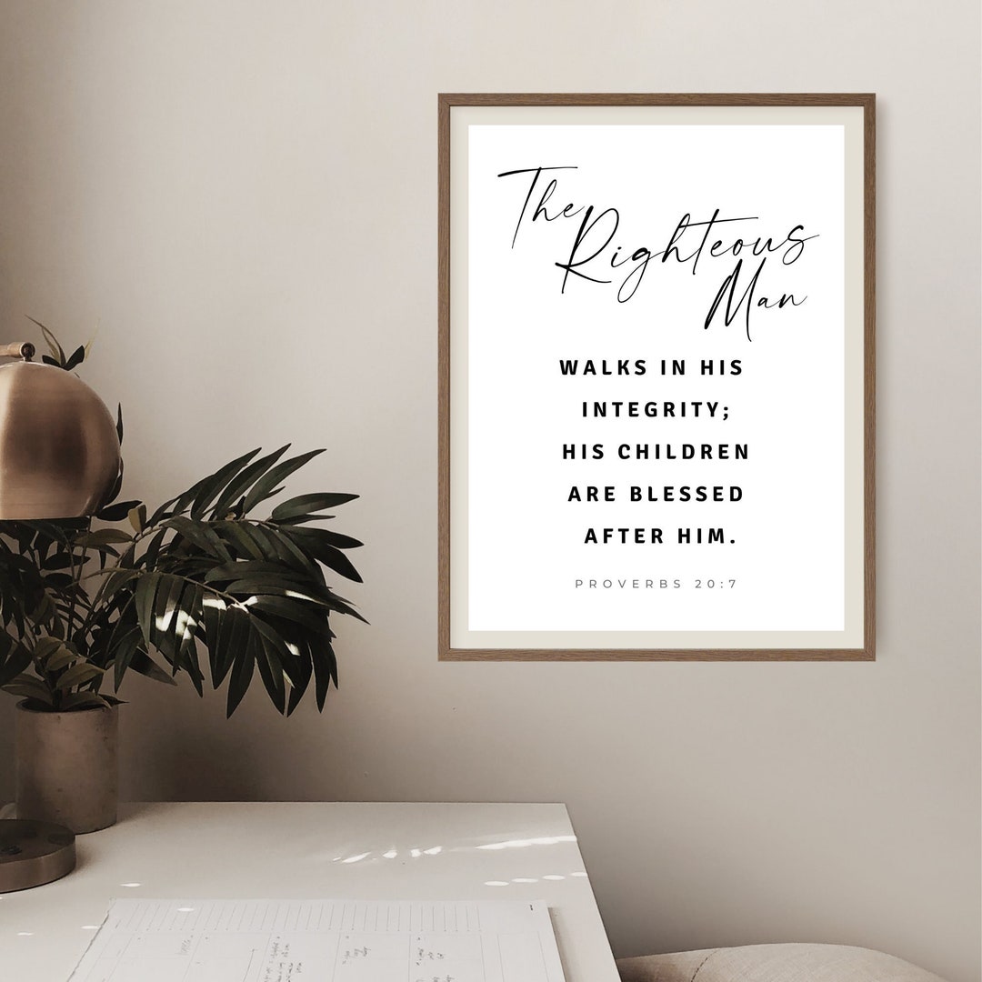Father's Day Scripture Printable - Proverbs 20:7 - Bible Verse Wall ...