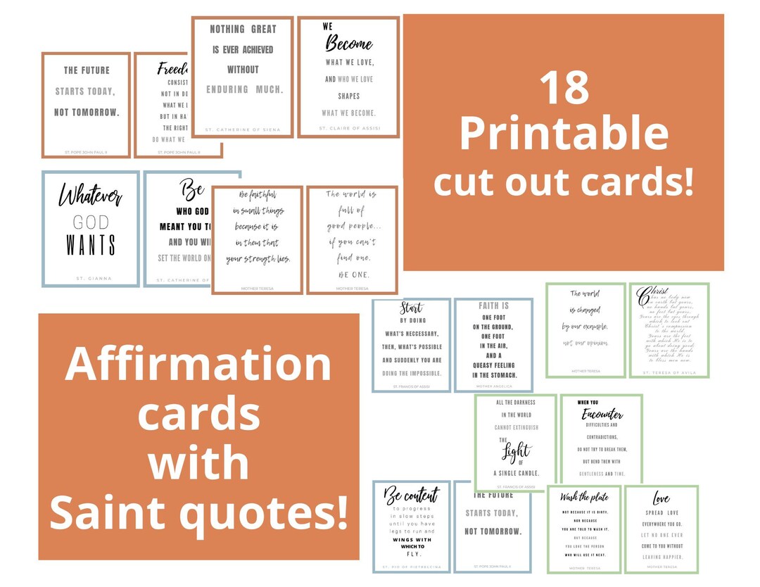 Positive Affirmation Cards With Saint Quotes- Daily Affirmation Deck ...