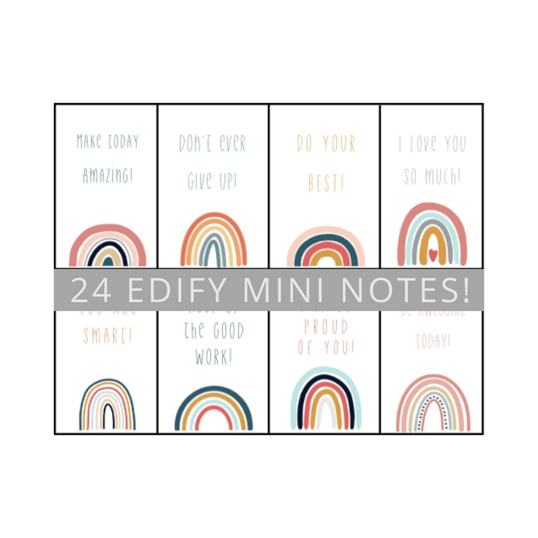 Kids Lunchbox Notes - Teen Positive Affirmation Cards - Rainbow ...