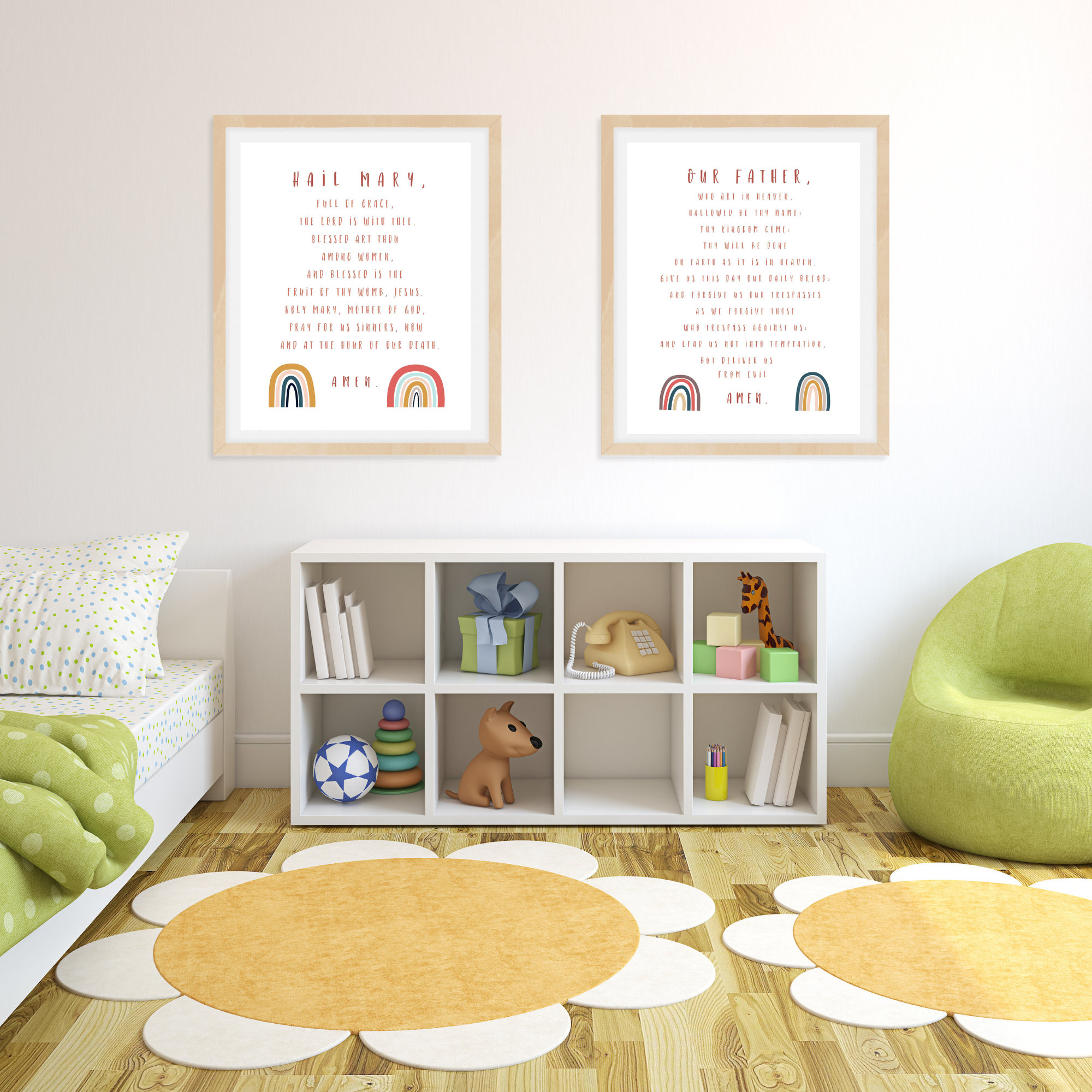 Hail Mary & Our Father Set, Catholic PRINTABLE Decor, Catholic Kid's ...