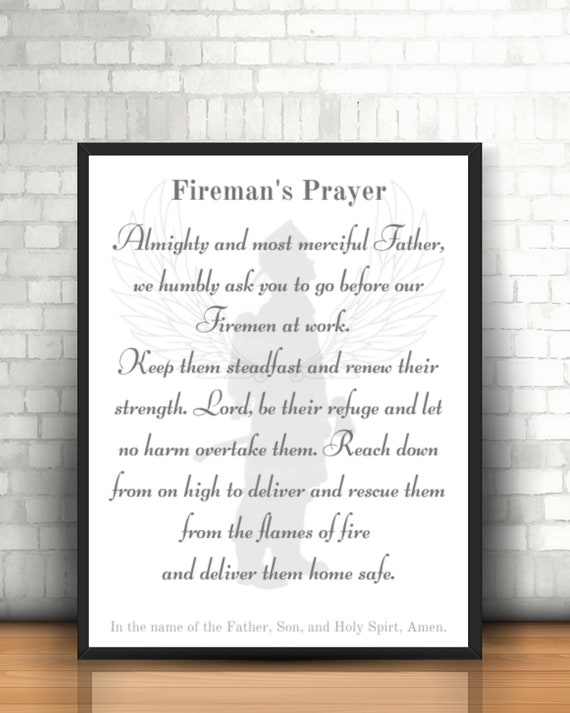 Fireman's Prayer Print Fireman's Sign Fireman's | Etsy