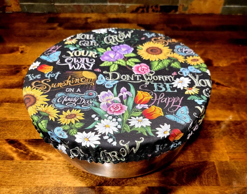Be Happy Flower Sunshine Reusable Lined Bowl Covers Casserole Plates ...