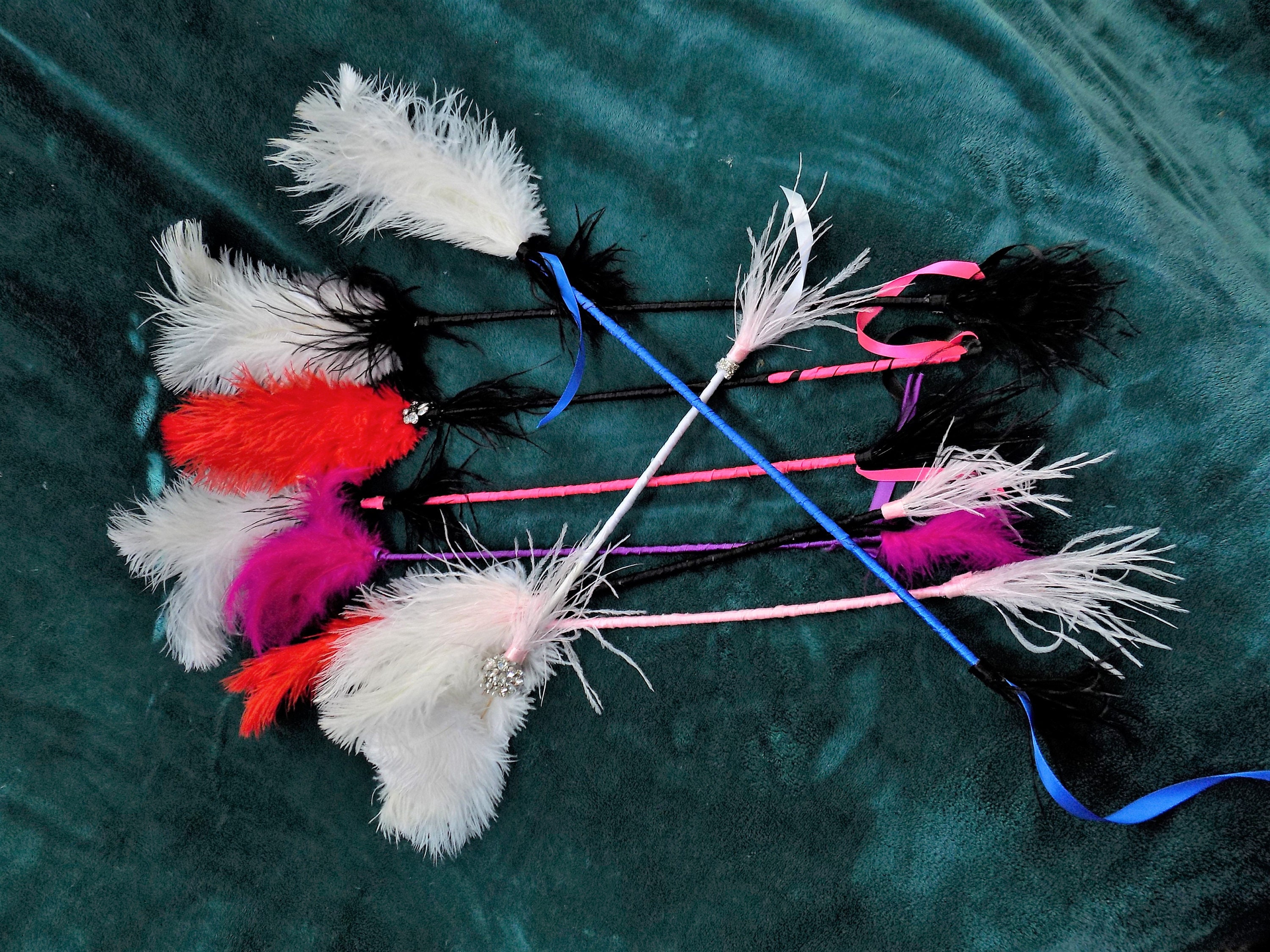 Feather Stroking Massage Stick With Soft Long 3 Ostrich Feathers Erotic ...