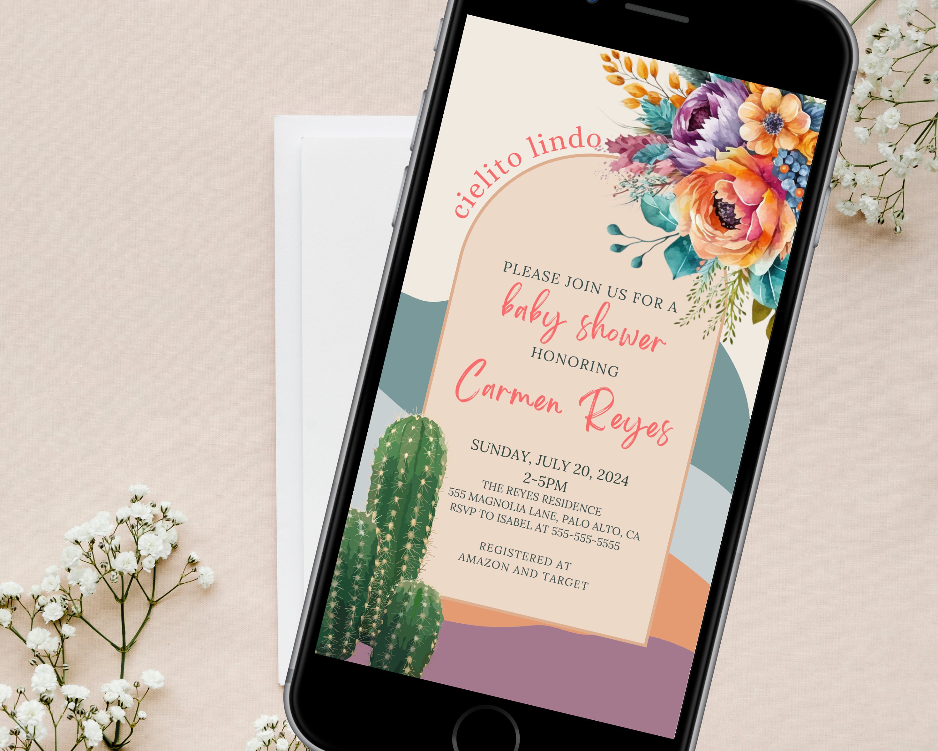 Cielito Lindo Baby Shower Invitation Girl | Digital Baby Shower ...