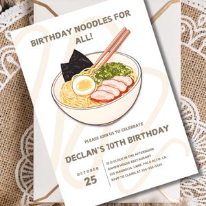 Editable Ramen Birthday Party Invitation, Ramen Party, Ramen Restaurant ...