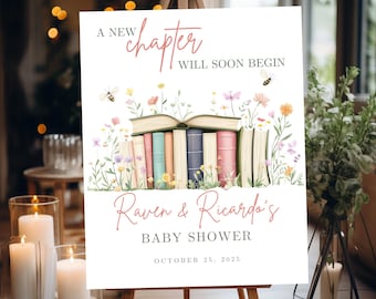 New Chapter Begins Baby Shower Welcome Sign, Storybook Baby Shower Sign ...