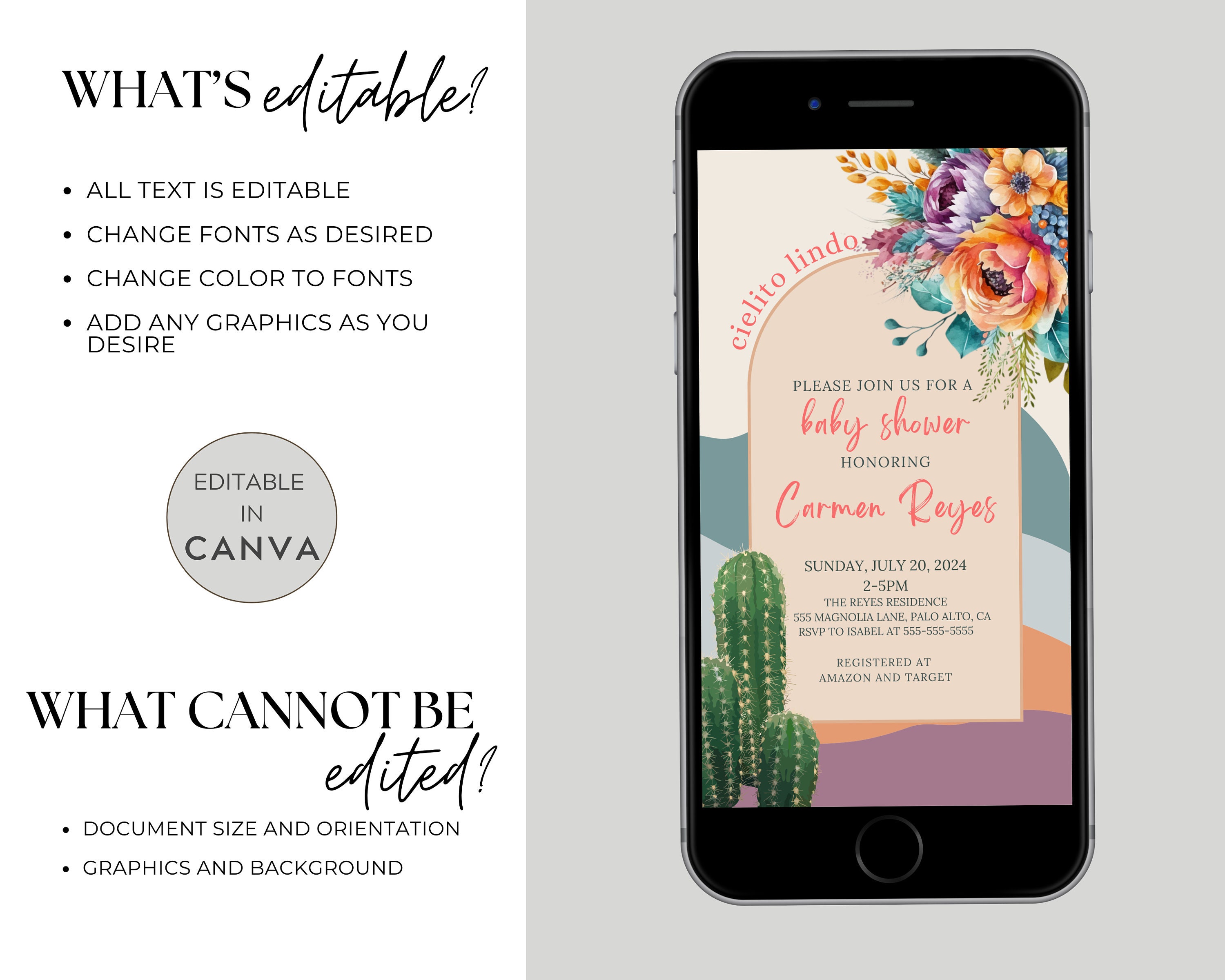 Cielito Lindo Baby Shower Invitation Girl | Digital Baby Shower ...