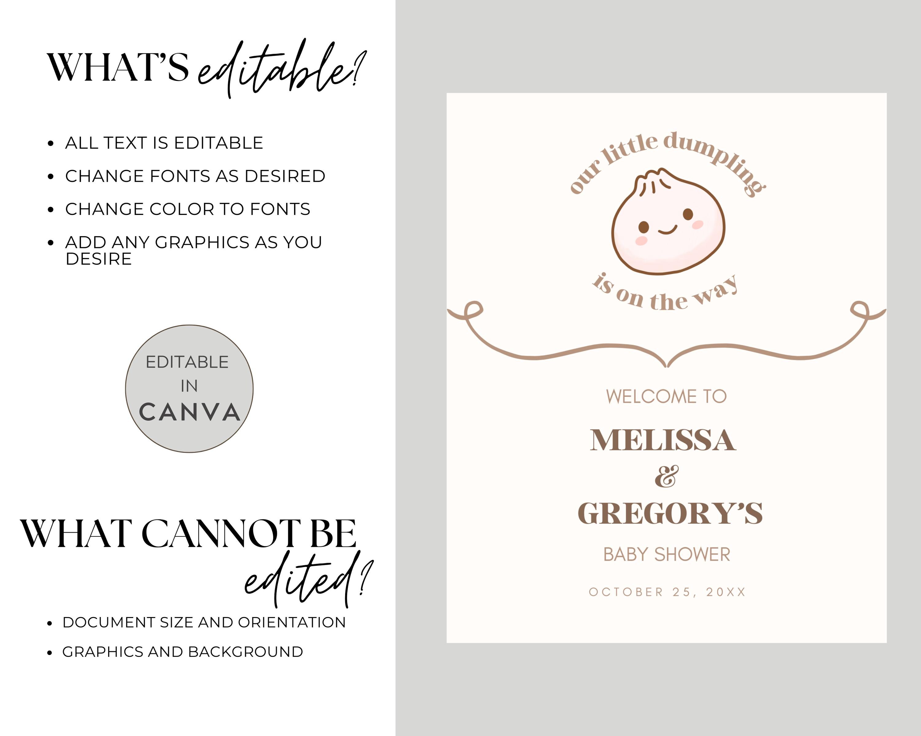 Editable Dumpling Baby Shower Sign, Gender Neutral Baby Shower ...