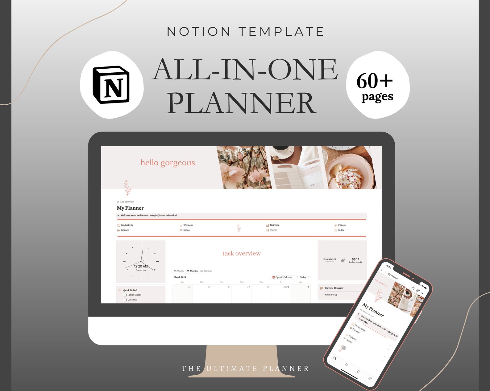 All-in-one Notion Digital Life Planner - Aesthetic Daily & iPad Planner ...