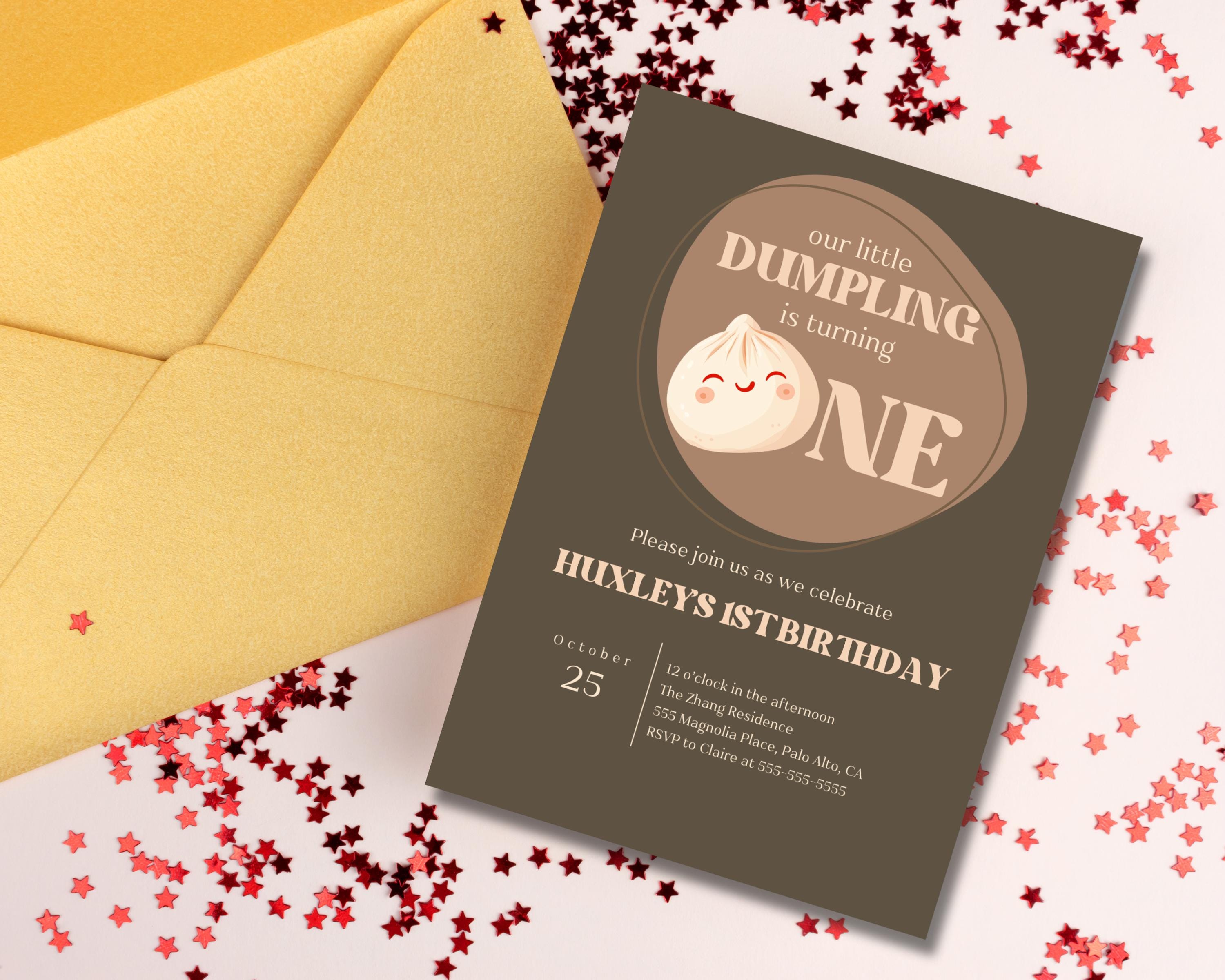 Little Dumpling Birthday Invitation, Editable Dumpling Birthday ...