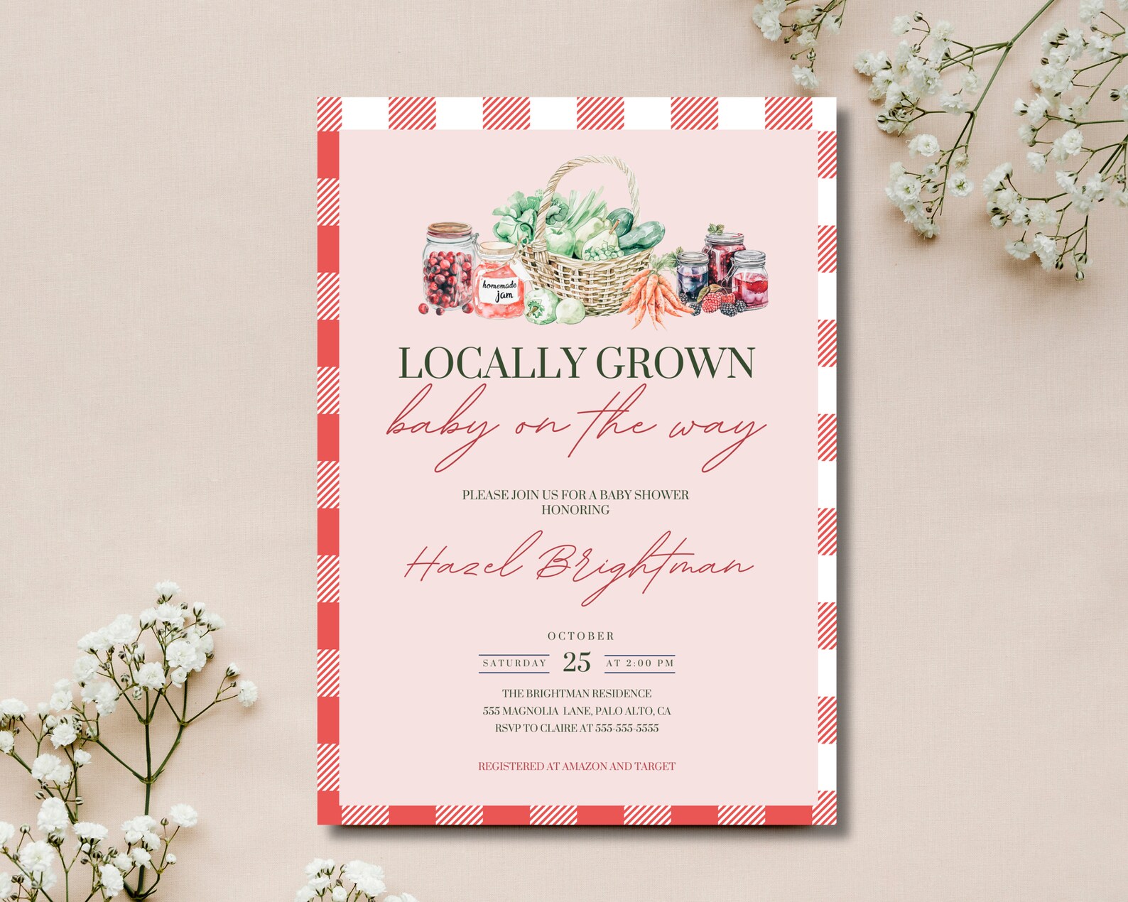 Editable Locally Grown Invitation, Farmers Market Baby Shower Invite ...