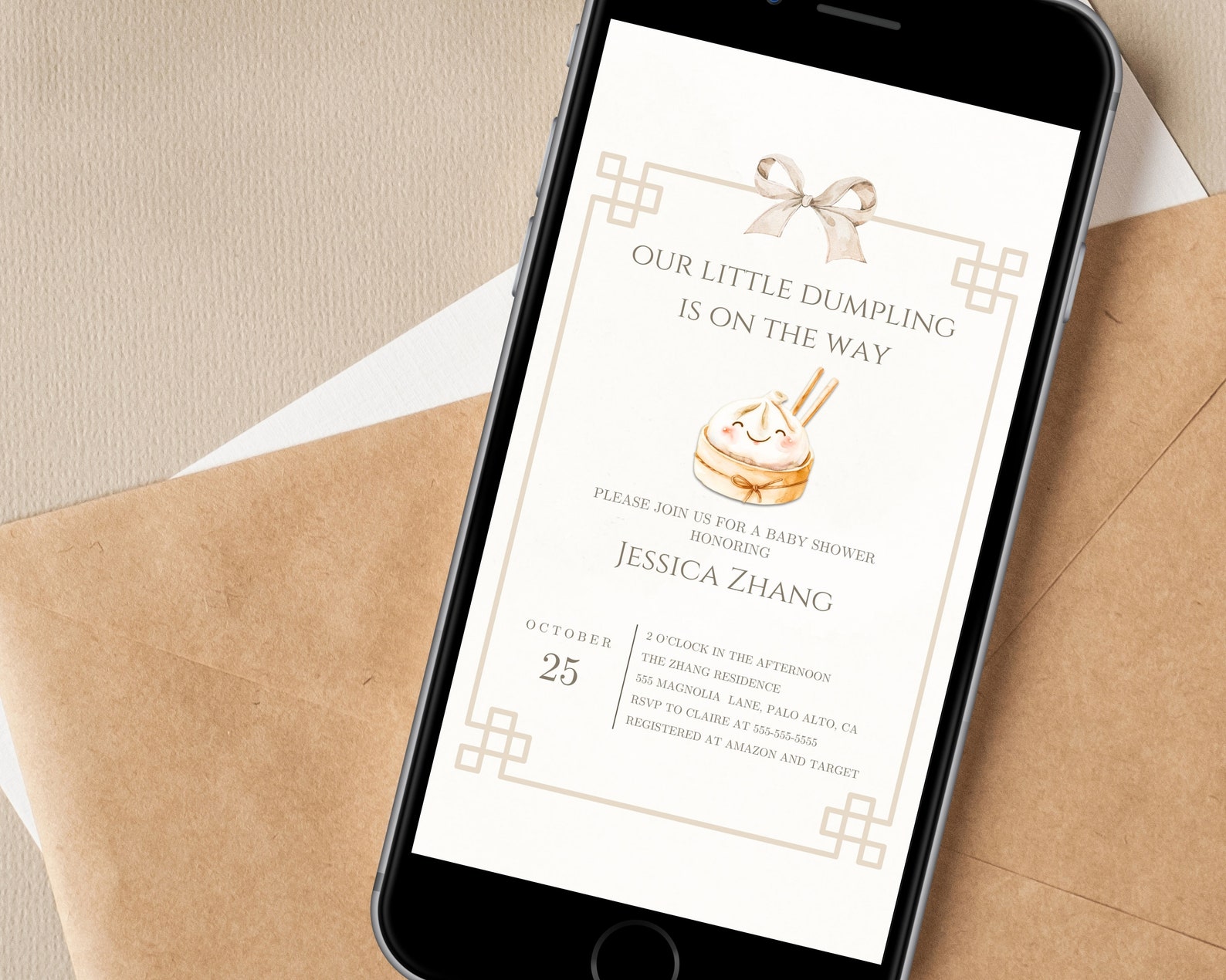 Editable Dumpling Baby Shower Invitation, Gender Neutral Baby Shower ...