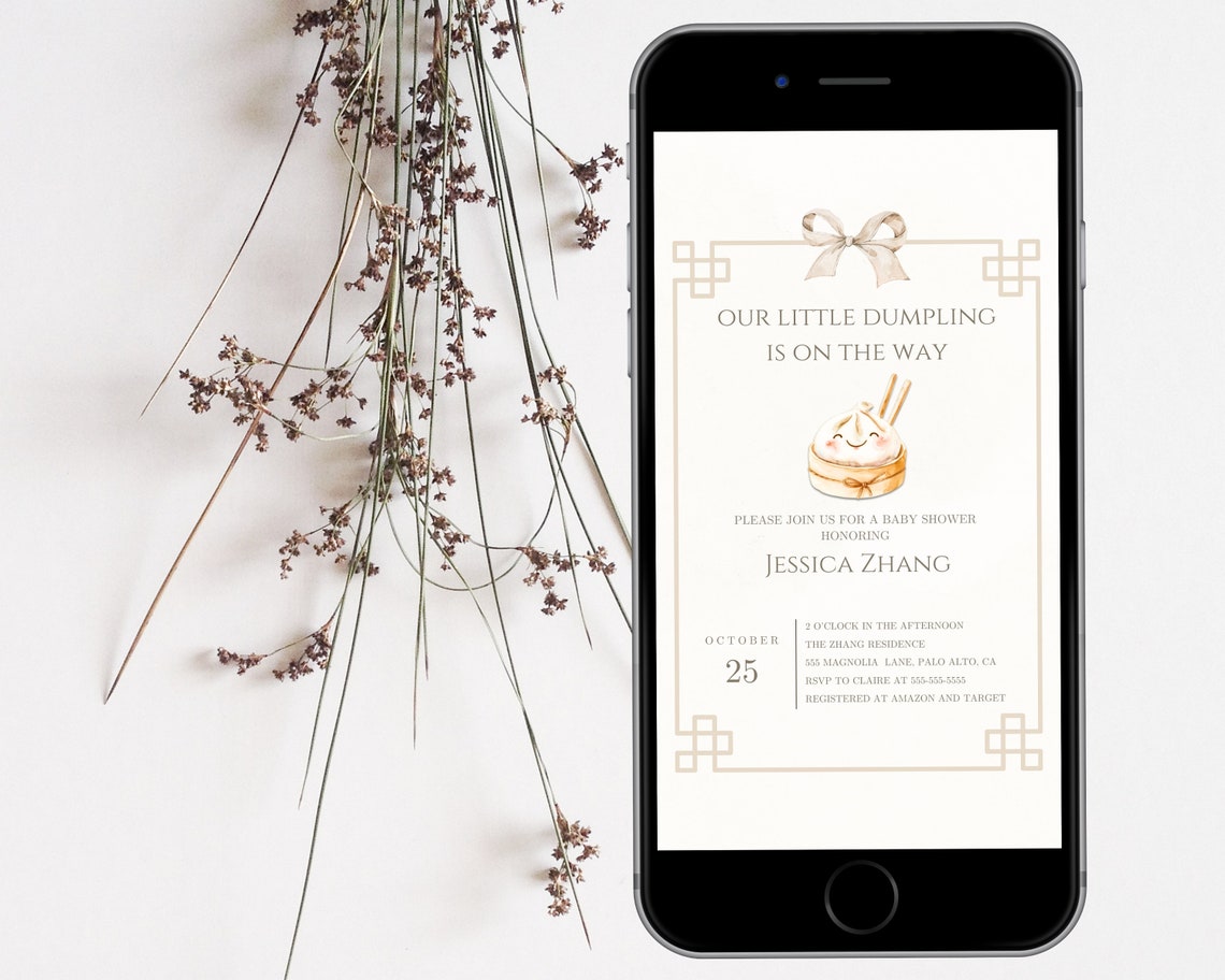 Editable Dumpling Baby Shower Invitation, Gender Neutral Baby Shower ...