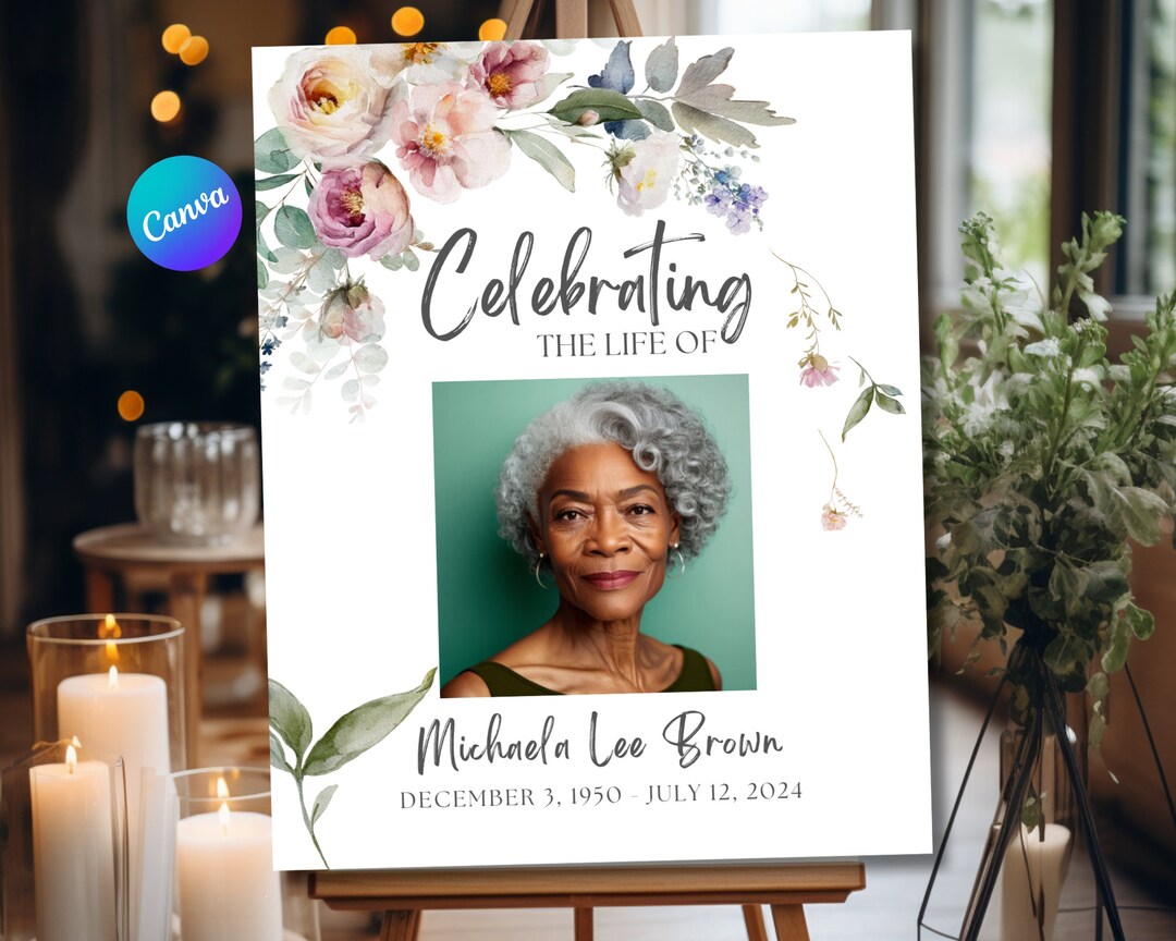 Funeral Memorial Sign Printable Celebration of Life Sign in Loving ...