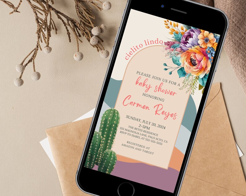 Cielito Lindo Baby Shower Invitation Girl | Digital Baby Shower ...
