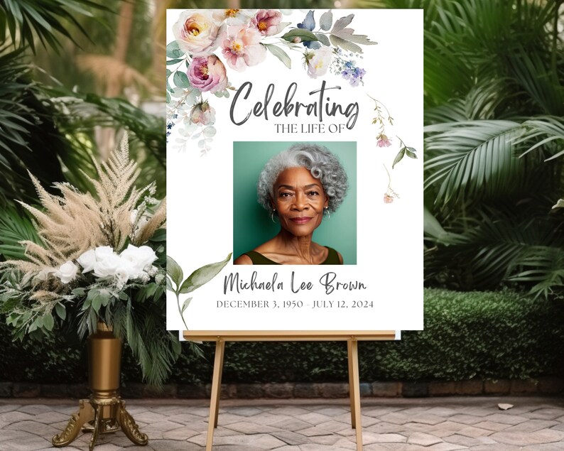 Funeral Memorial Sign Printable| Celebration of Life Sign | in Loving ...