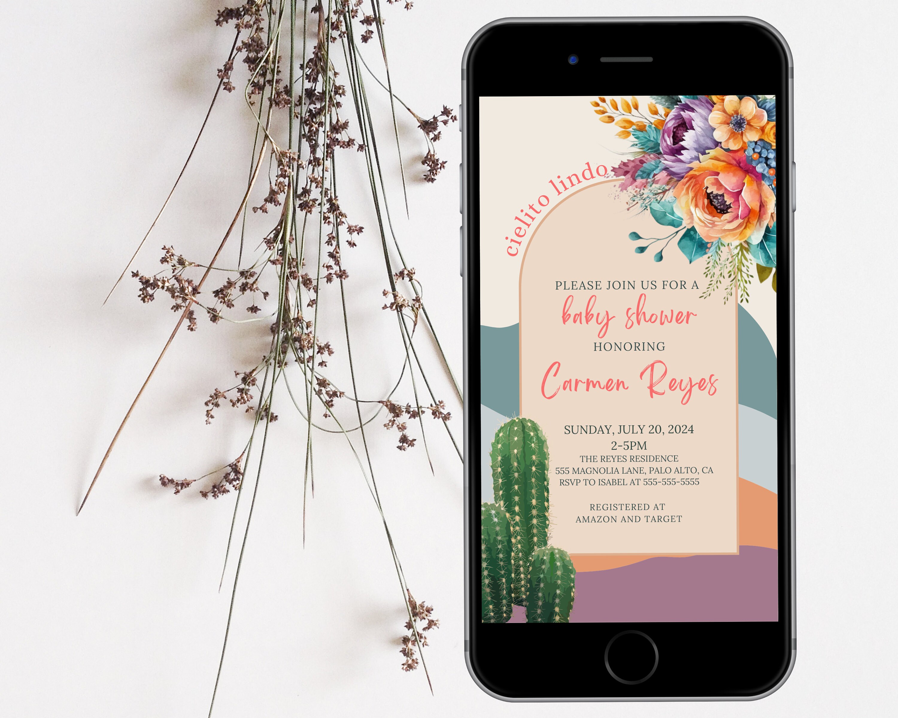 Cielito Lindo Baby Shower Invitation Girl | Digital Baby Shower ...