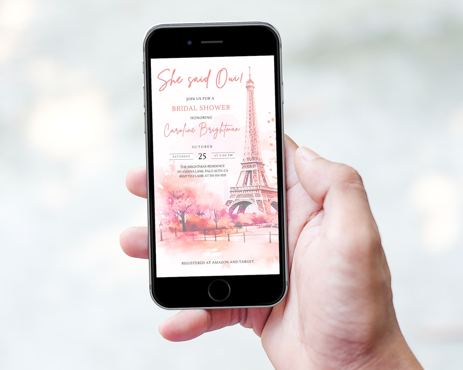 Eiffel Tower Paris Bridal Shower Invitation Template, Editable Bridal ...