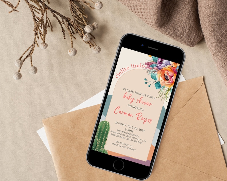 Cielito Lindo Baby Shower Invitation Girl Digital Baby Shower ...