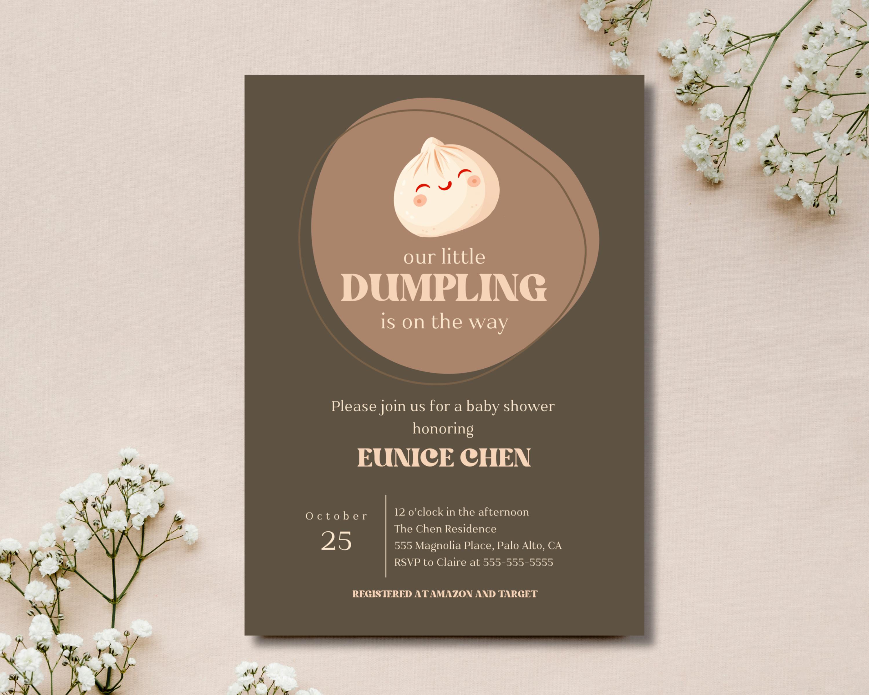 Editable Little Dumpling Baby Shower Invitation, Gender Neutral Baby ...