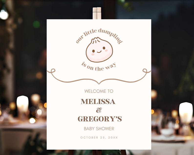 Editable Dumpling Baby Shower Sign, Gender Neutral Baby Shower ...