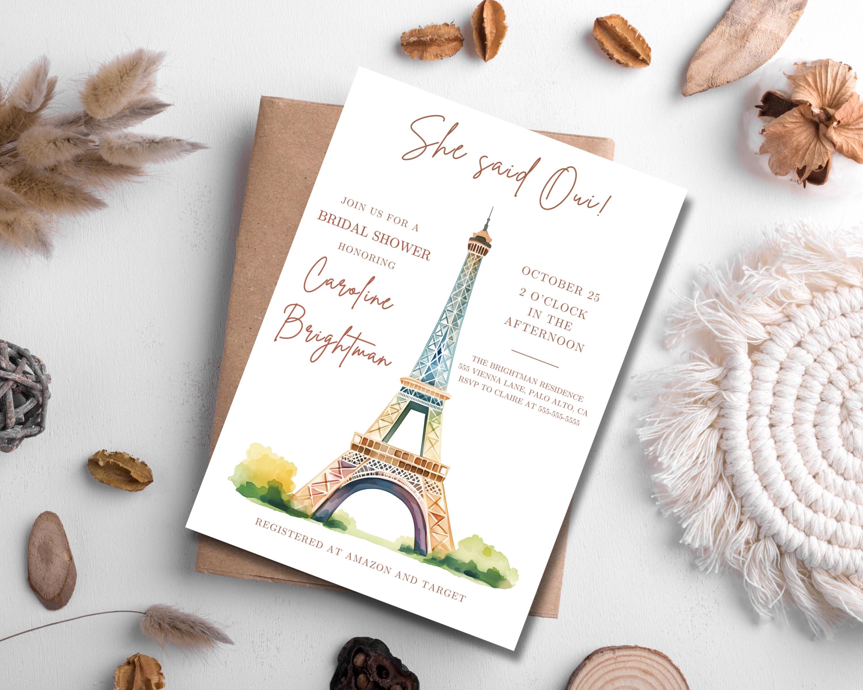 Eiffel Tower Paris Bridal Shower Invitation Template, Editable Bridal ...